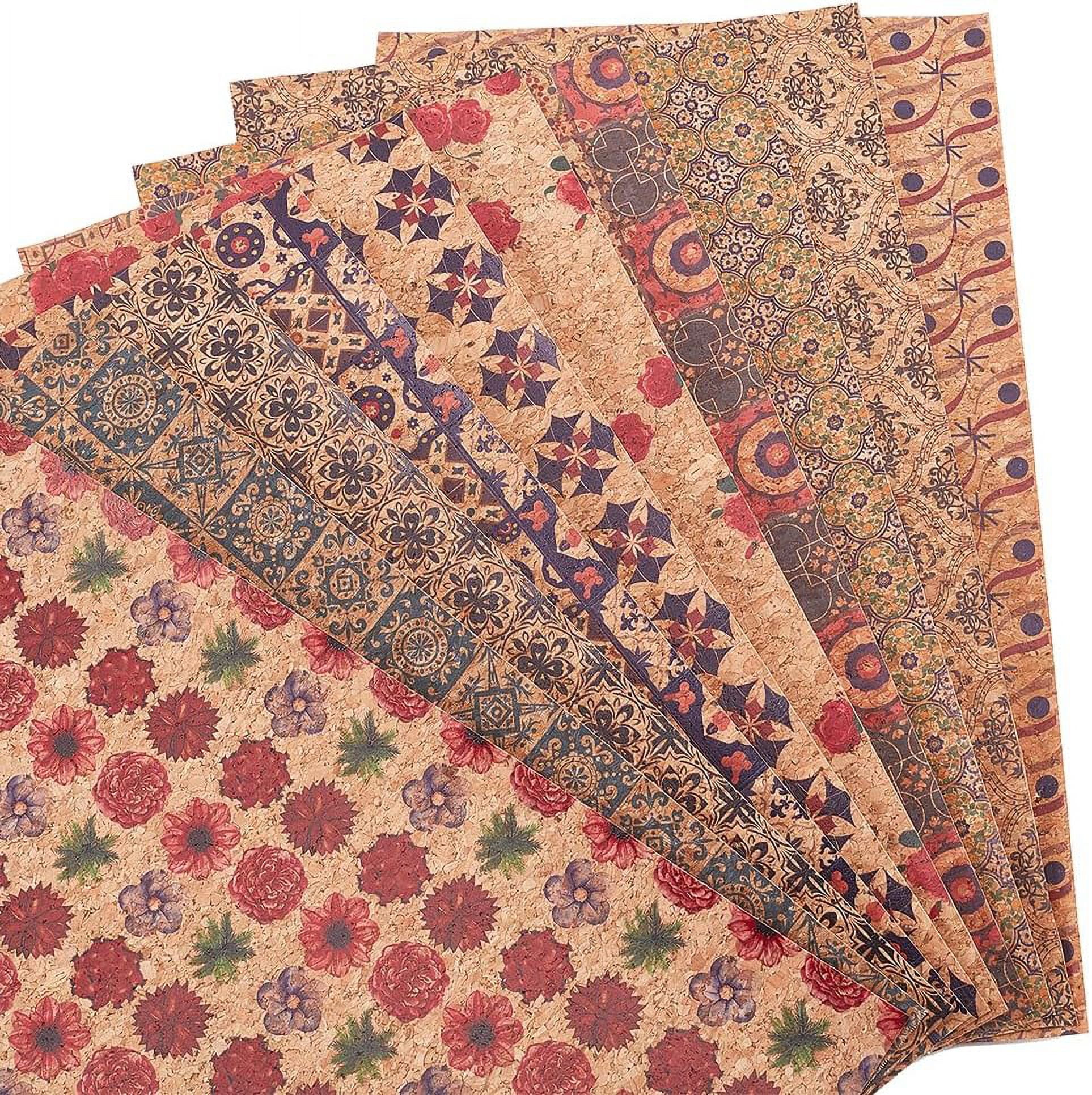 10 Sheets with Different Patterns 11.81''x7.87'' Cork Fabric Retro Faux ...