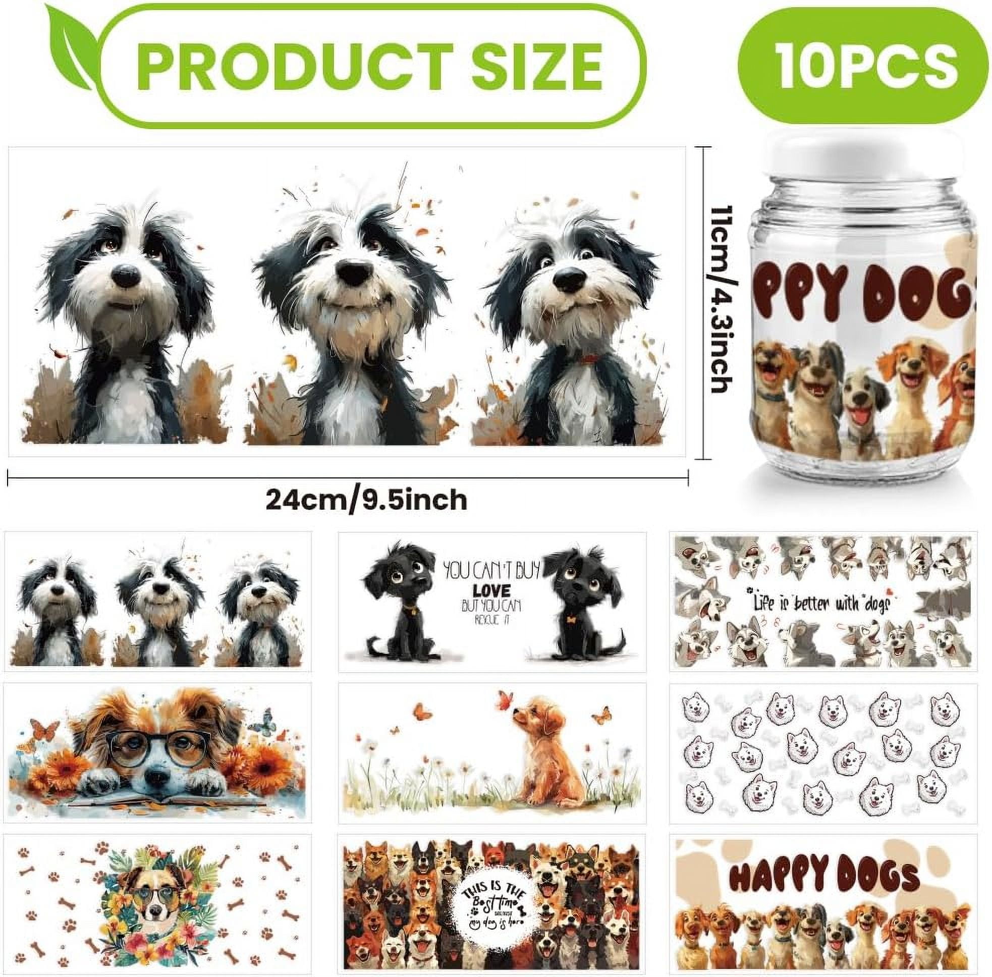 10 Sheets Dog UV DTF Cup Wrap for 16OZ Glass Life is Better with Dogs ...