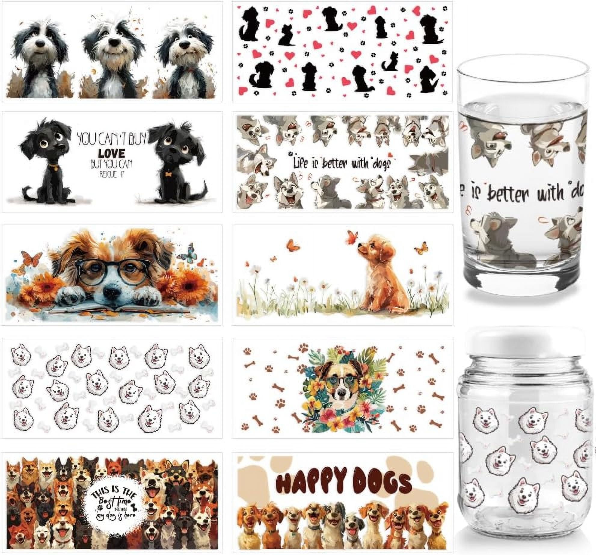 10 Sheets Dog UV DTF Cup Wrap for 16OZ Glass Life is Better with Dogs ...