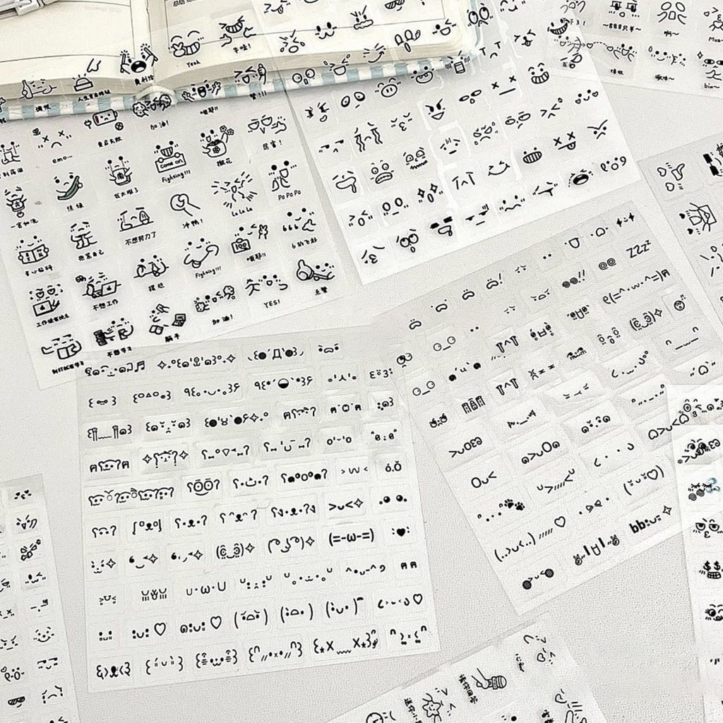 10 Sheets Emoticon Sticker Waterproof Clear Sticker Decorative Sticker ...