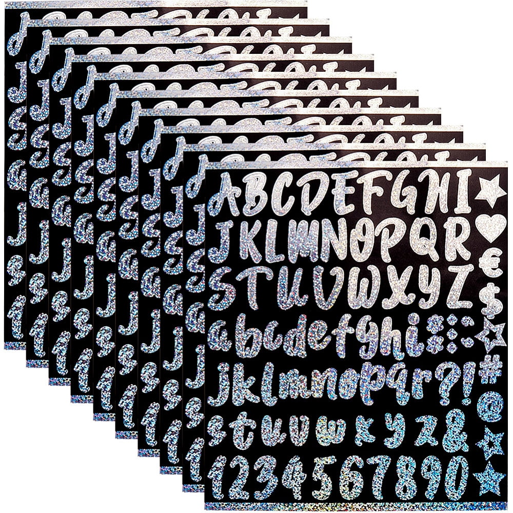 10 Sheets Glitter Letter Stickers - Walmart.com