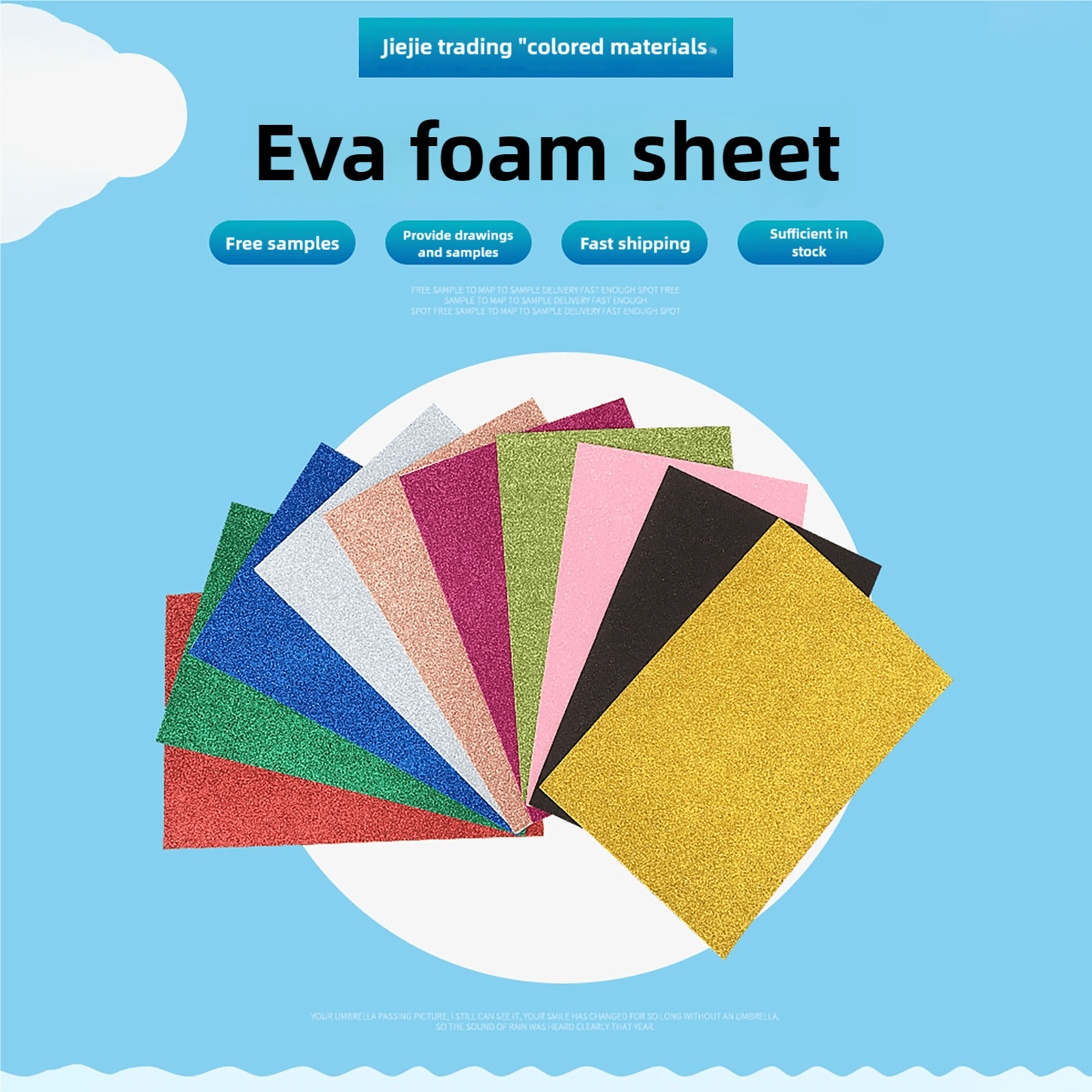 10 Sheets Of Glittery Foam Paper, Eva Gold Scallion Sponge Paper, Self ...
