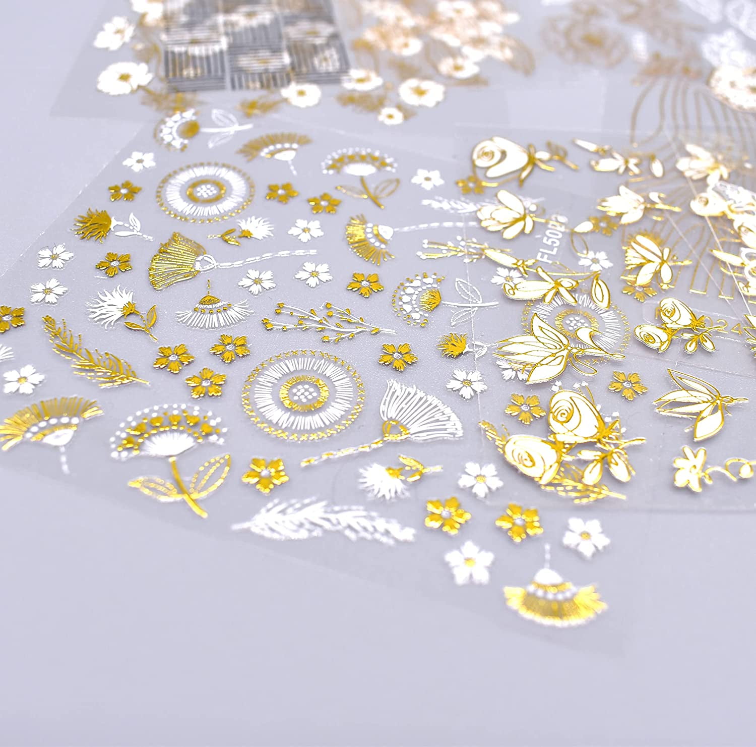 10 Sheets Gold Black 3D Metallic Nail Stickers for Women,Metallic ...