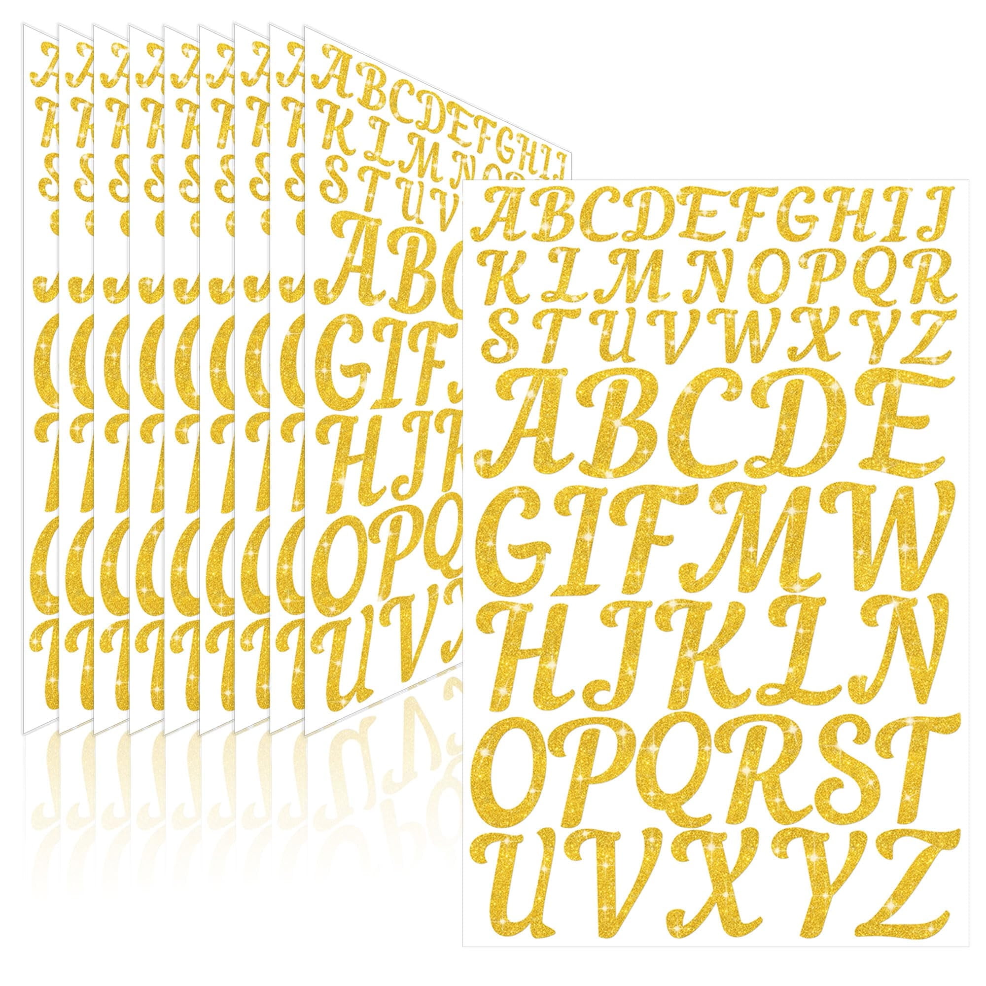10 Sheets Gold Letter Stickers Glitter 520 Pcs Large Capital Alphabet ...