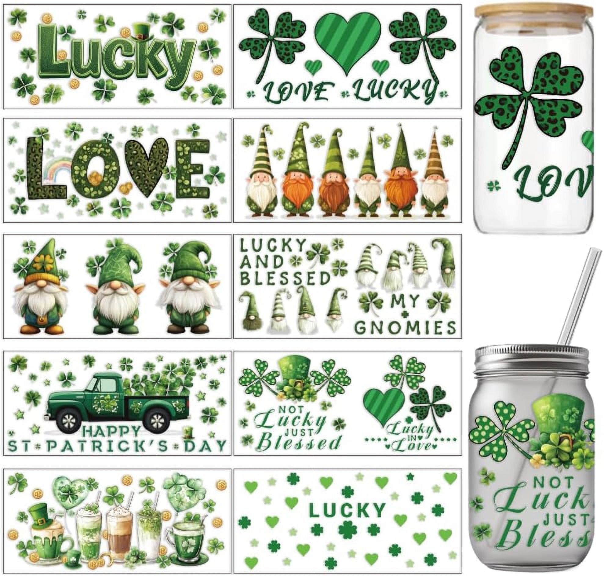 10 Sheets Good Luck Theme UV DTF Cup Wraps DIY for 16 OZ Glass Cups 10 ...