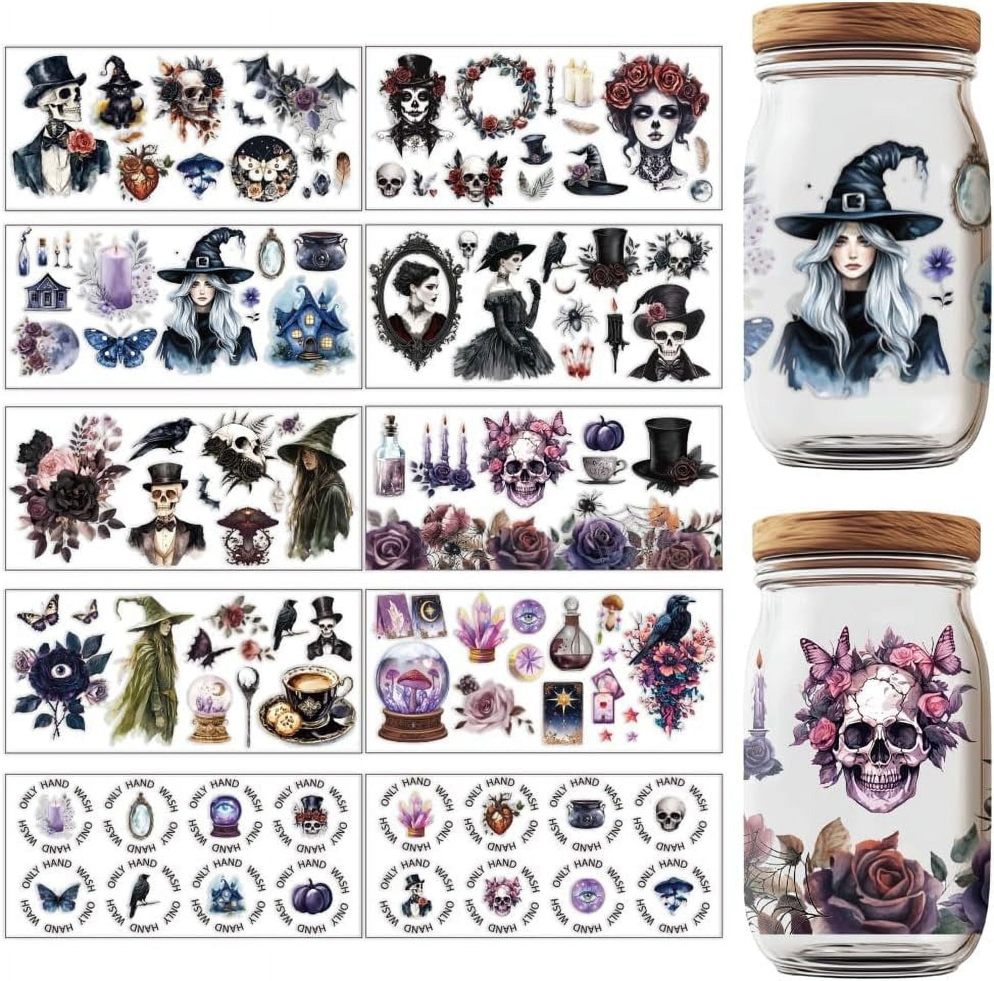 10 Sheets Gothic UV DTF Cup Wraps Dark Aesthetic Transfer Stickers ...