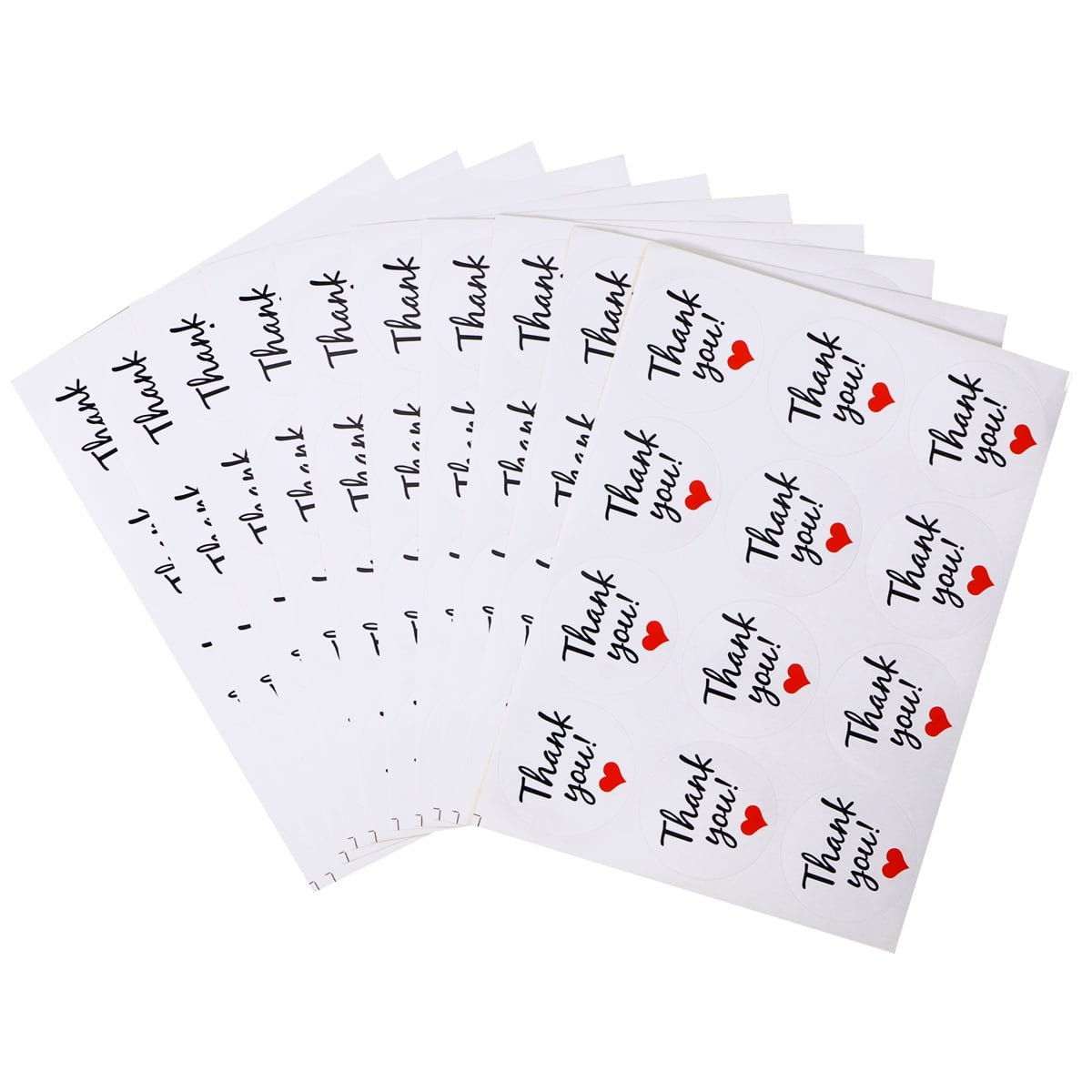 10 Sheets Heart-Shaped Thank You Sticker Craft Thank You Label Adhesive ...