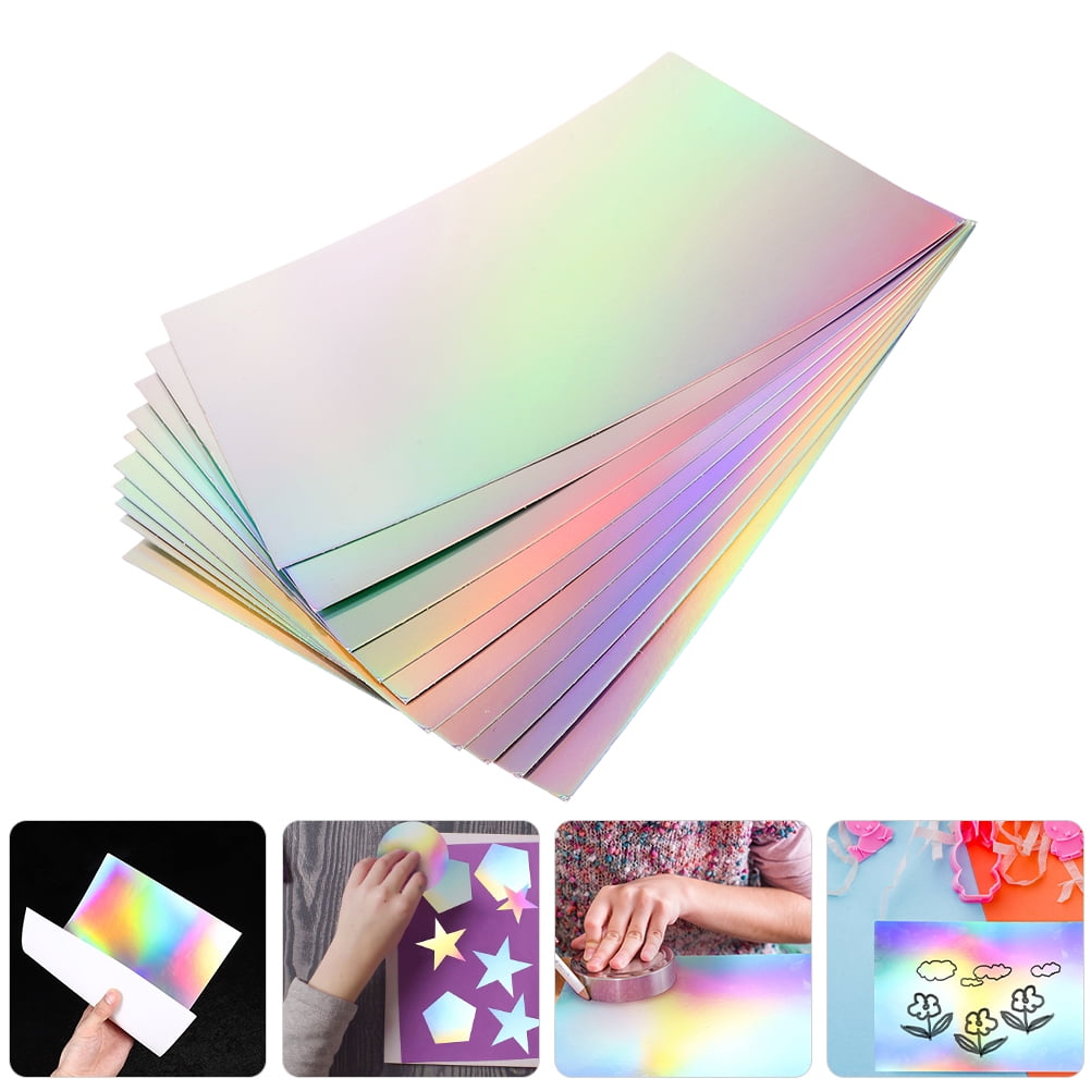 10 Sheets Holographic Cardstock DIY Craft Paper Multi-use Cardstock DIY ...