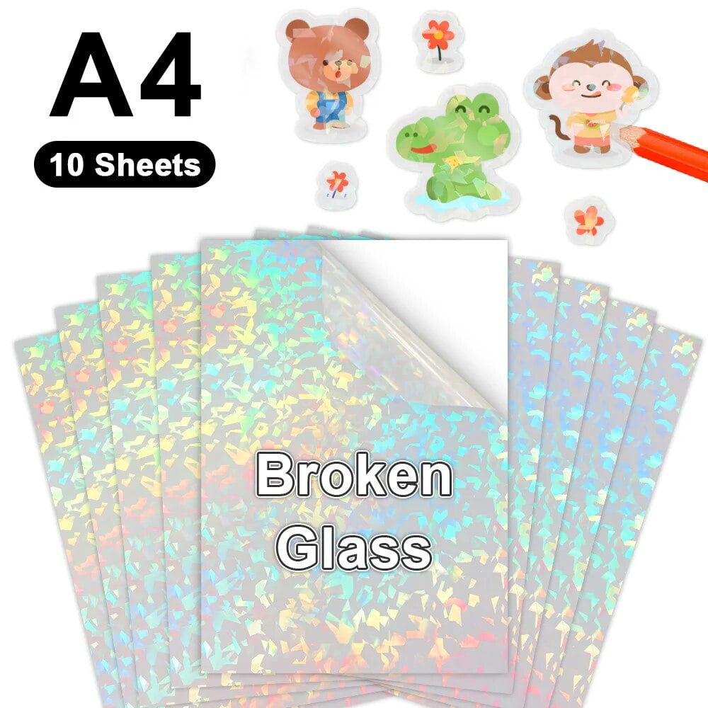 10 Sheets Holographic Printable Vinyl Sticker Paper A4 Self-adhesive ...