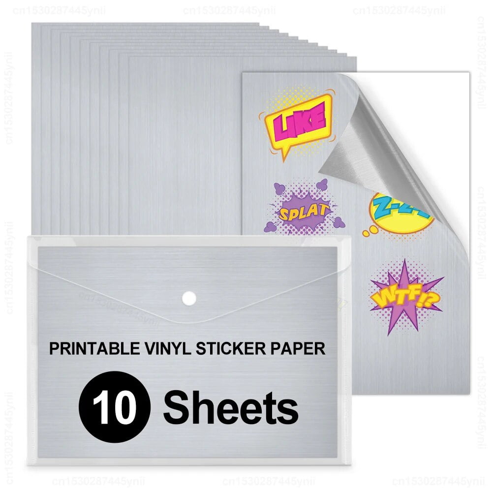 10 Sheets Holographic Printable Vinyl Sticker Paper A4 Transparent ...