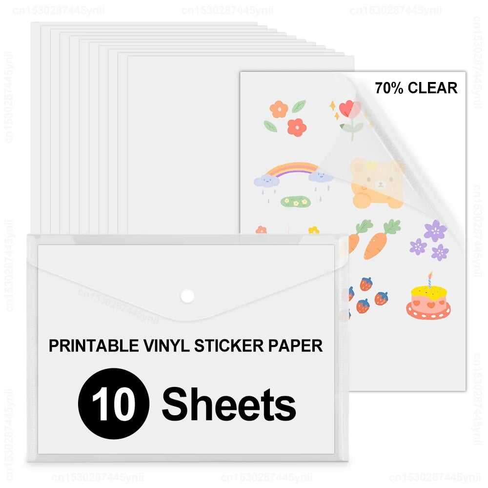 10 Sheets Holographic Printable Vinyl Sticker Paper A4 Transparent ...