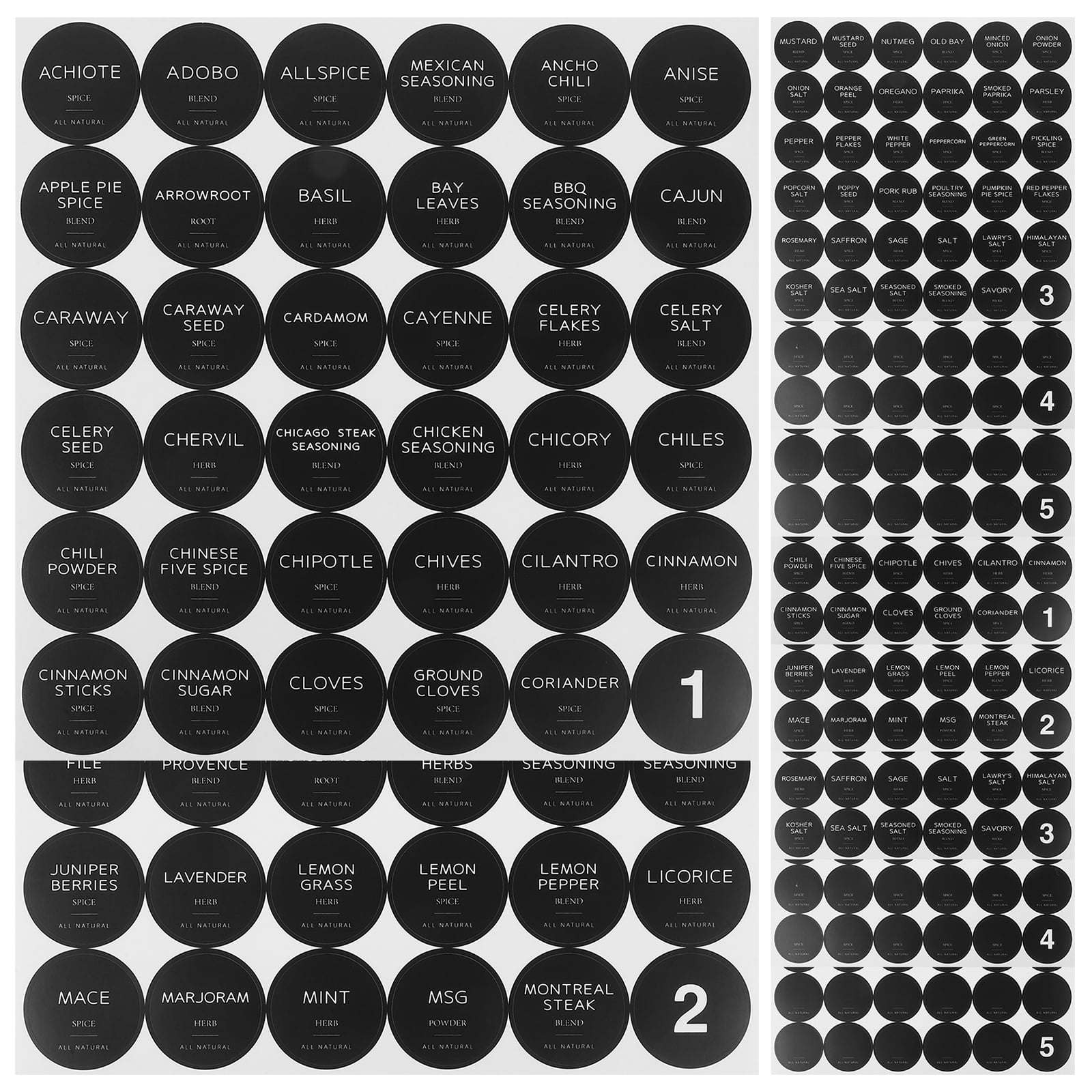 10 Sheets Kitchen Spice Label Stickers 3.50X3.50X0.10CM Black - Walmart.com