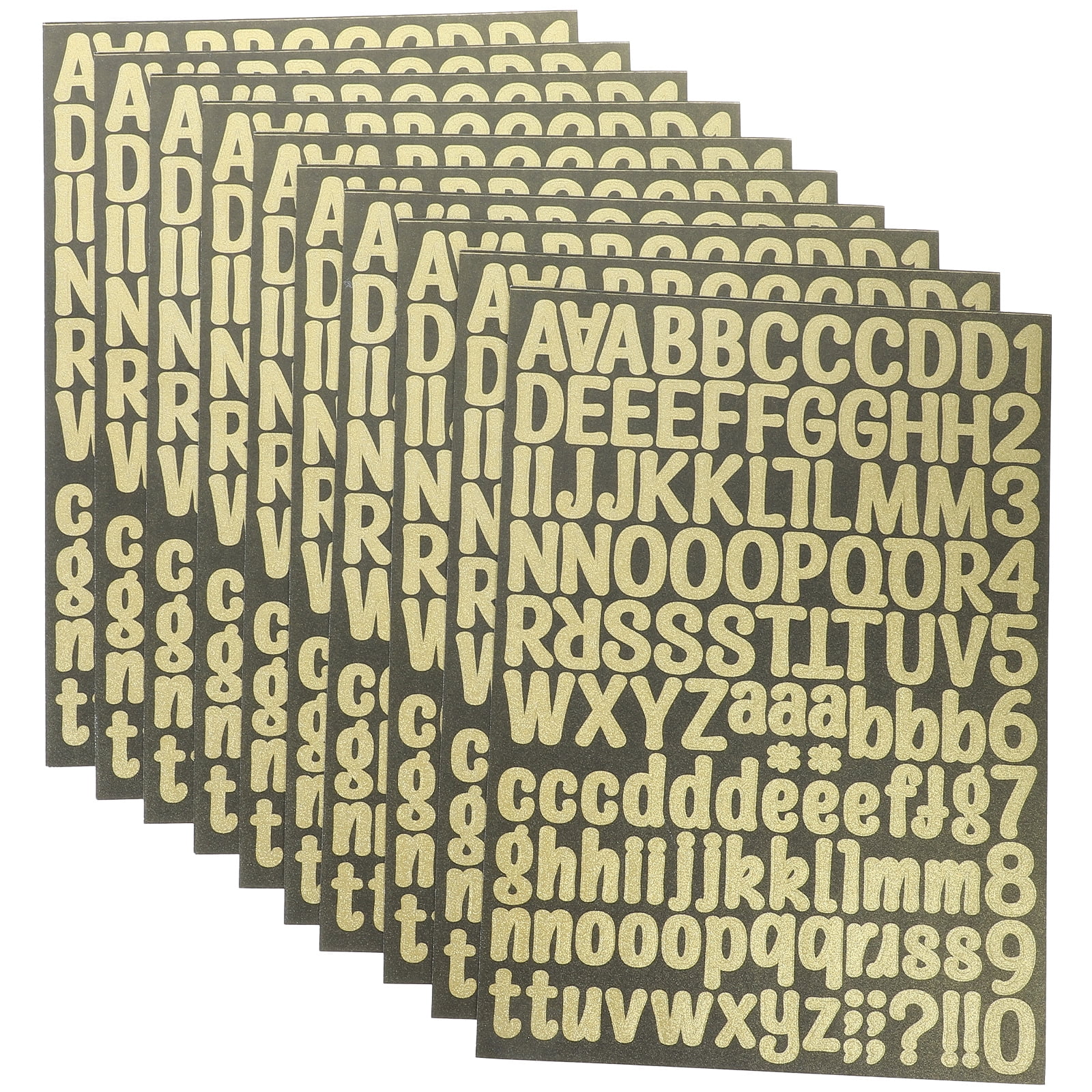 10 Sheets Letter Number Glitter Stickers Multi Use DIY Scrapbook Decals ...