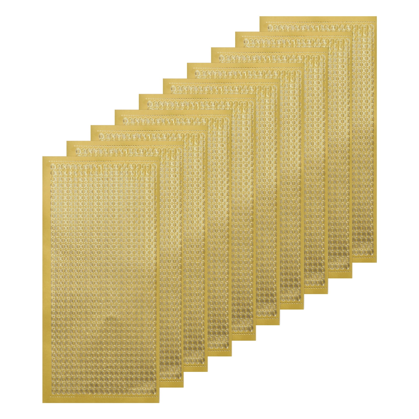 10 Sheets Nail Gold Art Stickers Decals 3D Chains Line Metallic Sticker ...