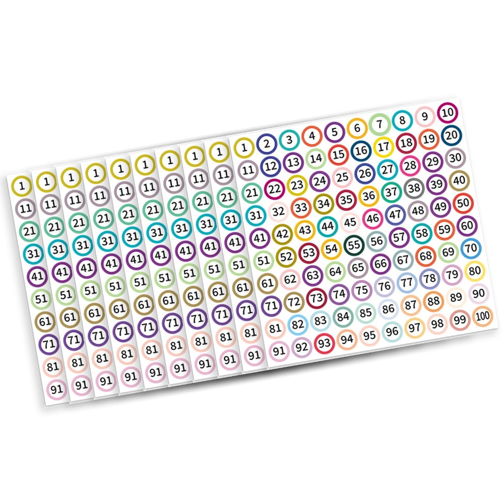 10 Sheets Number Sticker 1-100 Colorful Dot Adhesive Labels for Home ...