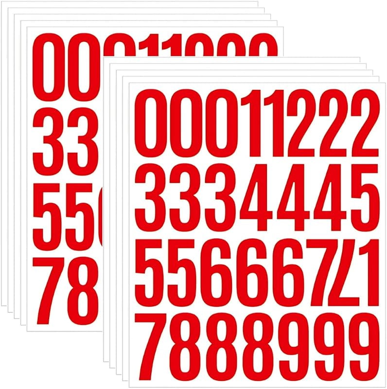10 Sheets Number Stickers, 100 PCS Self-AdhesiveVinyl Numbers Kit for ...