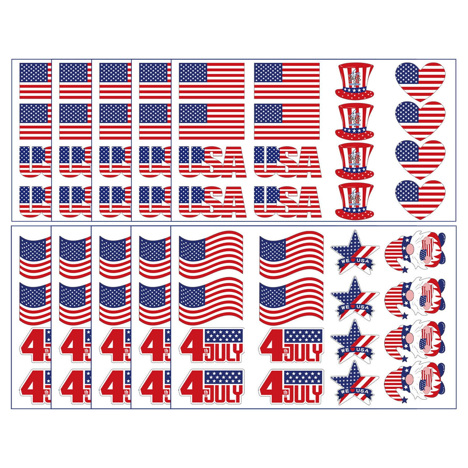 10 Sheets Patriotic Face Stickers 4th Of July Patriotic Face Temporary ...