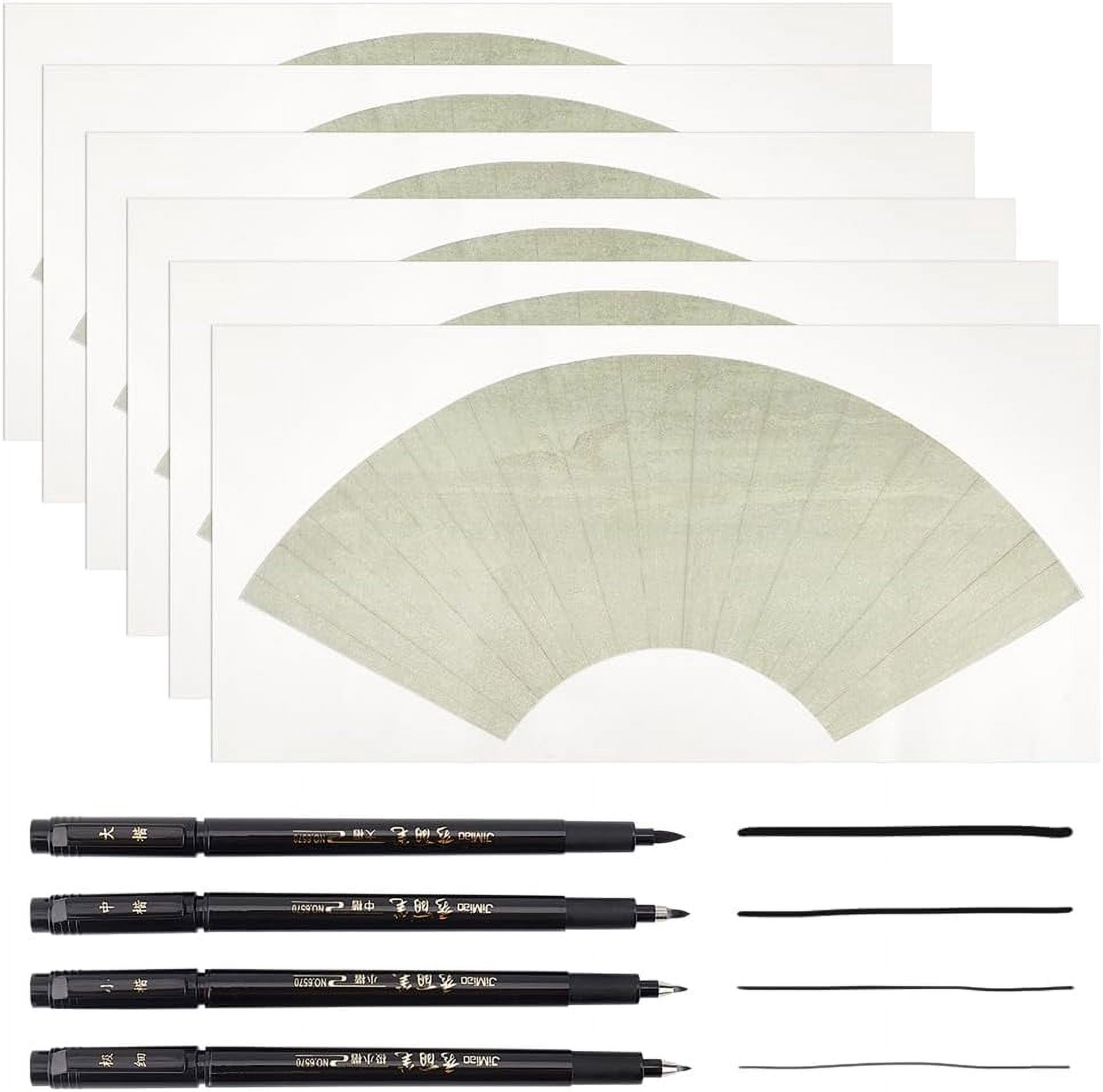 10 Sheets Pre-Mounted Shikishi Paper Raw Xuan Paper Fan Pattern ...