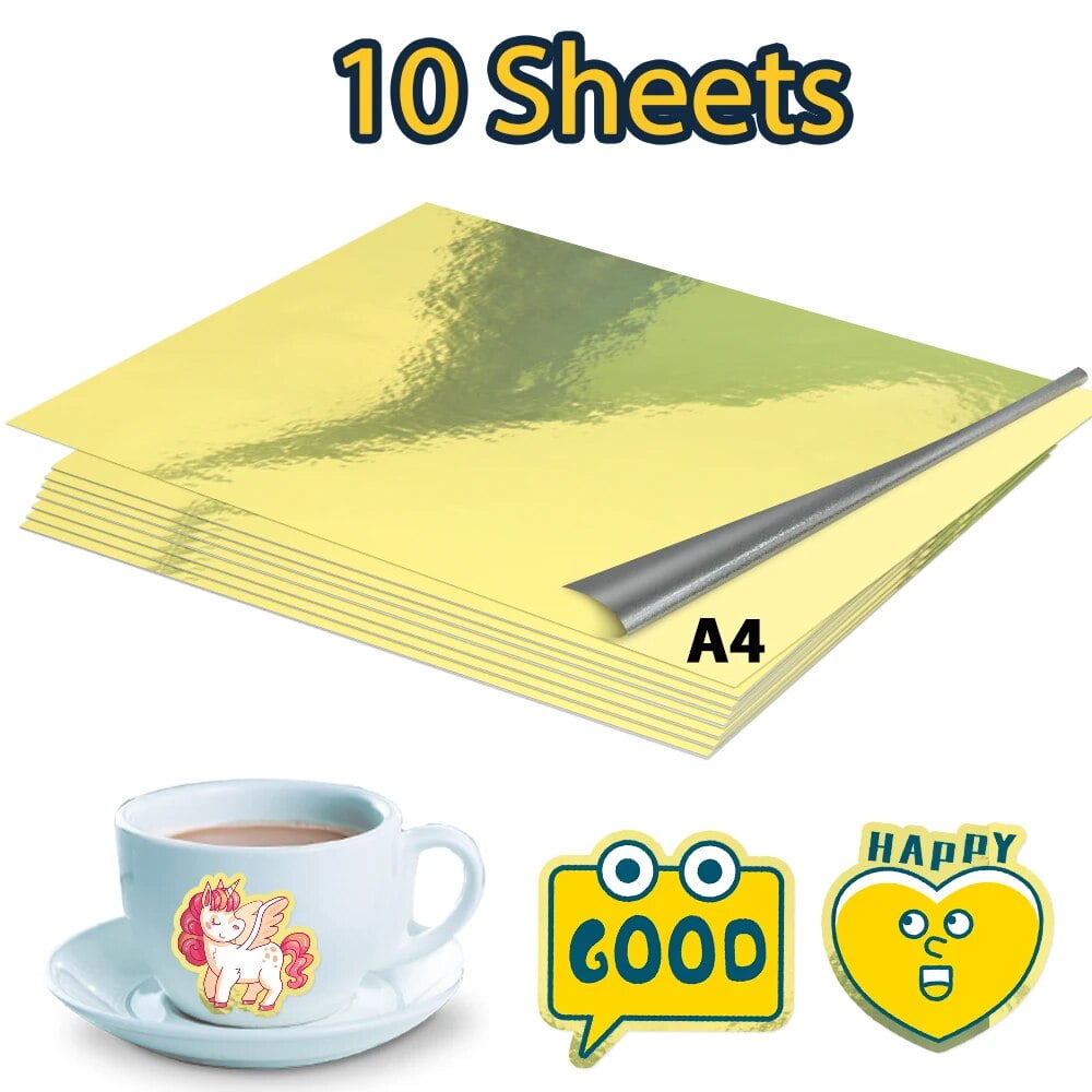 10 Sheets Printable Vinyl Sticker Paper A4 Glossy self-adhesive Copy ...