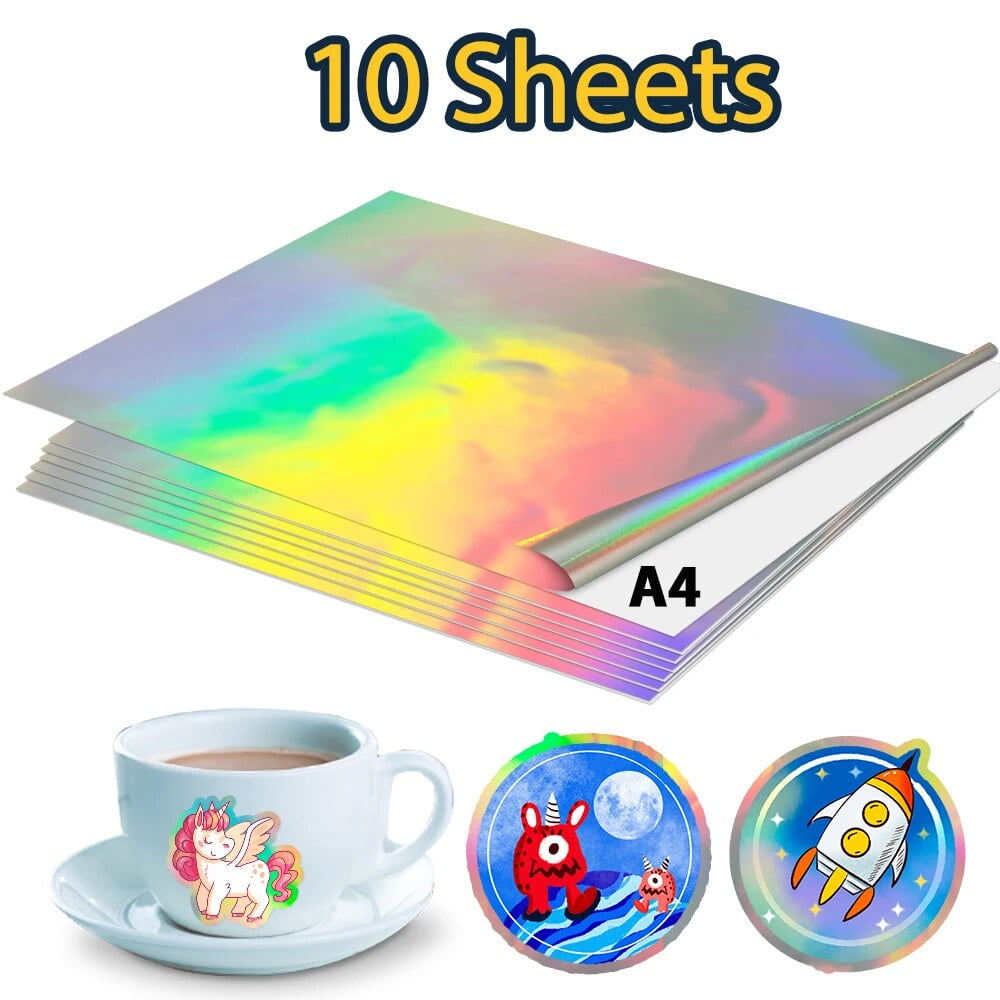 10 Sheets Printable Vinyl Sticker Paper A4 Glossy self-adhesive Copy ...