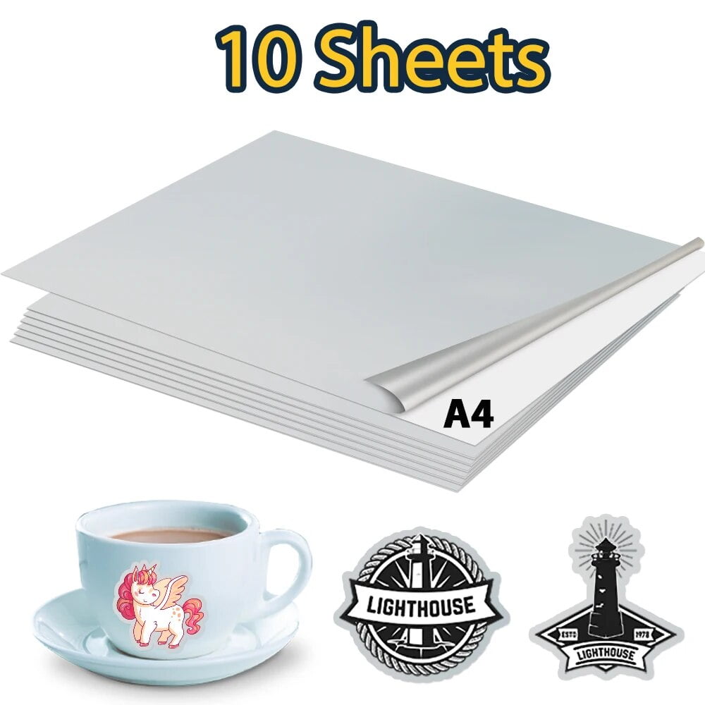 10 Sheets Printable Vinyl Sticker Paper A4 Glossy self-adhesive Copy ...