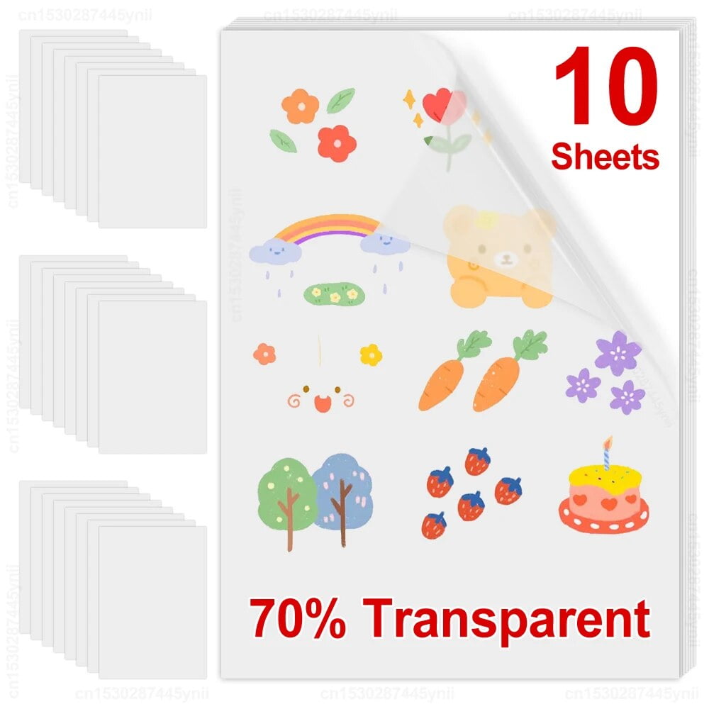 10 Sheets Printable Vinyl Sticker Paper Waterproof A4 Transparent Copy ...