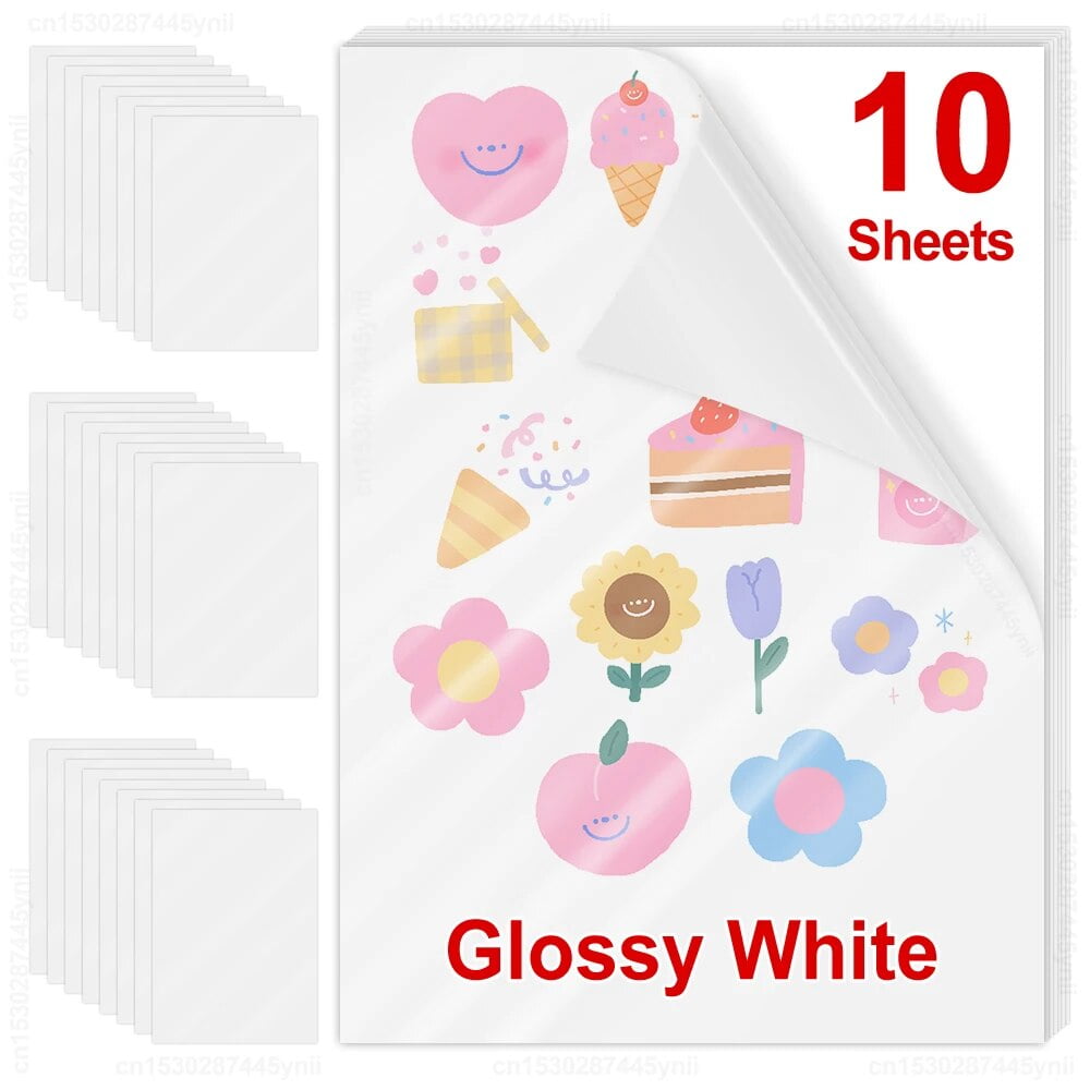 10 Sheets Printable Vinyl Sticker Paper Waterproof A4 Transparent Copy ...