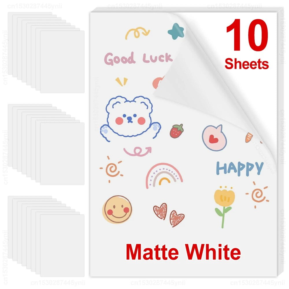 10 Sheets Printable Vinyl Sticker Paper Waterproof A4 Transparent Copy ...