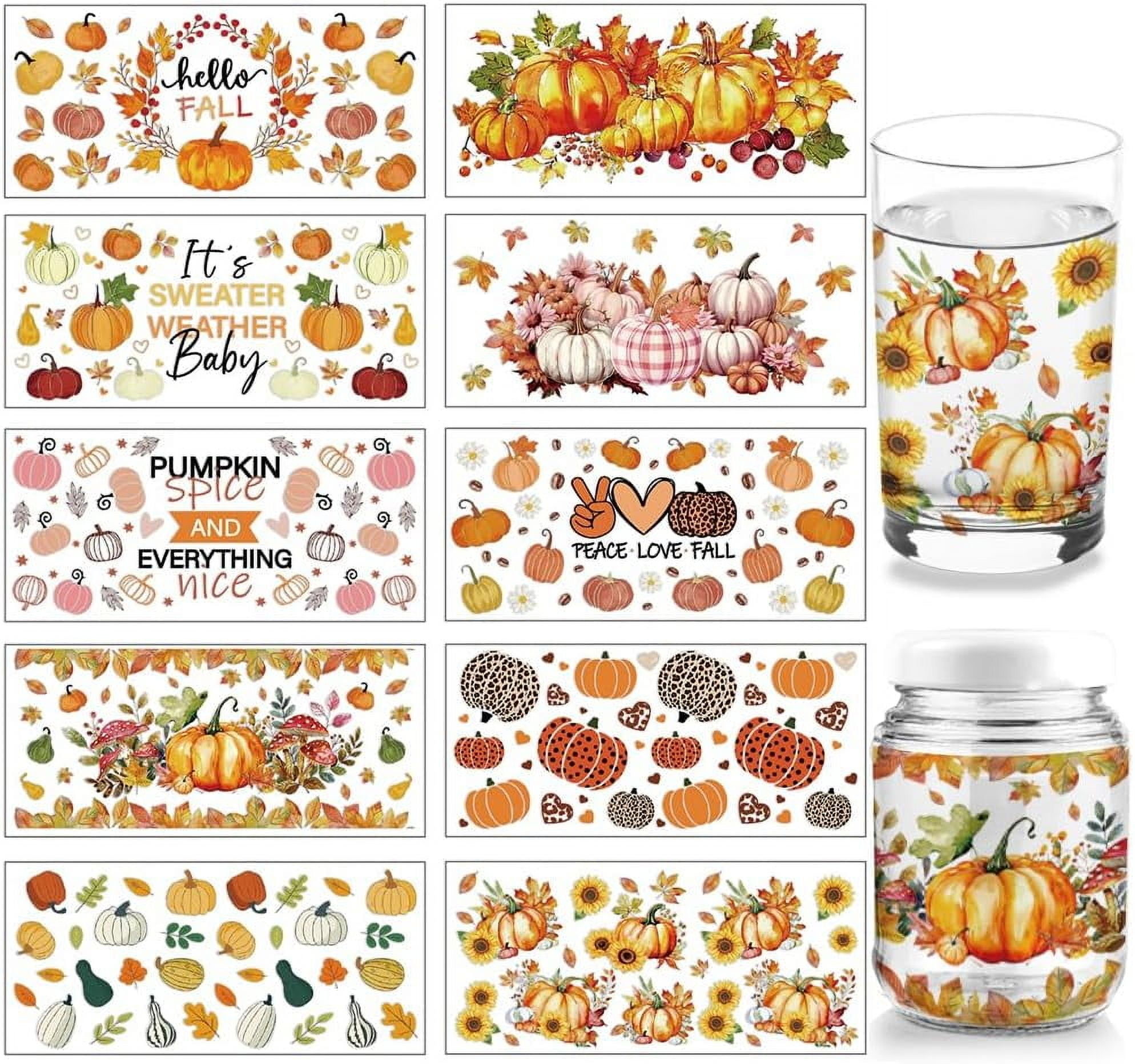 10 Sheets Pumpkin Printed UV DTF Cup Wrap Melons Autumn Harvest Theme ...