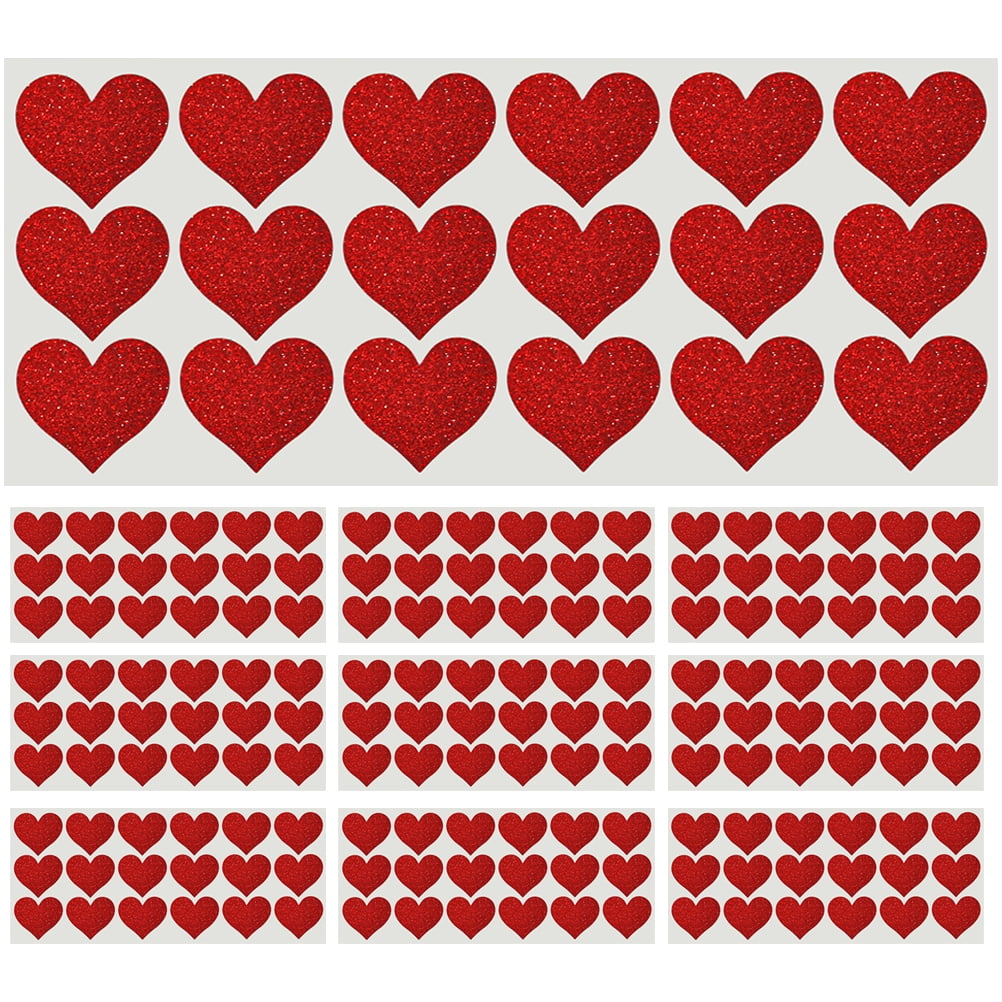 WRISTBIQUE Wedding Stickers Heart Glitter Sticker Red Glitter Paper 10 ...