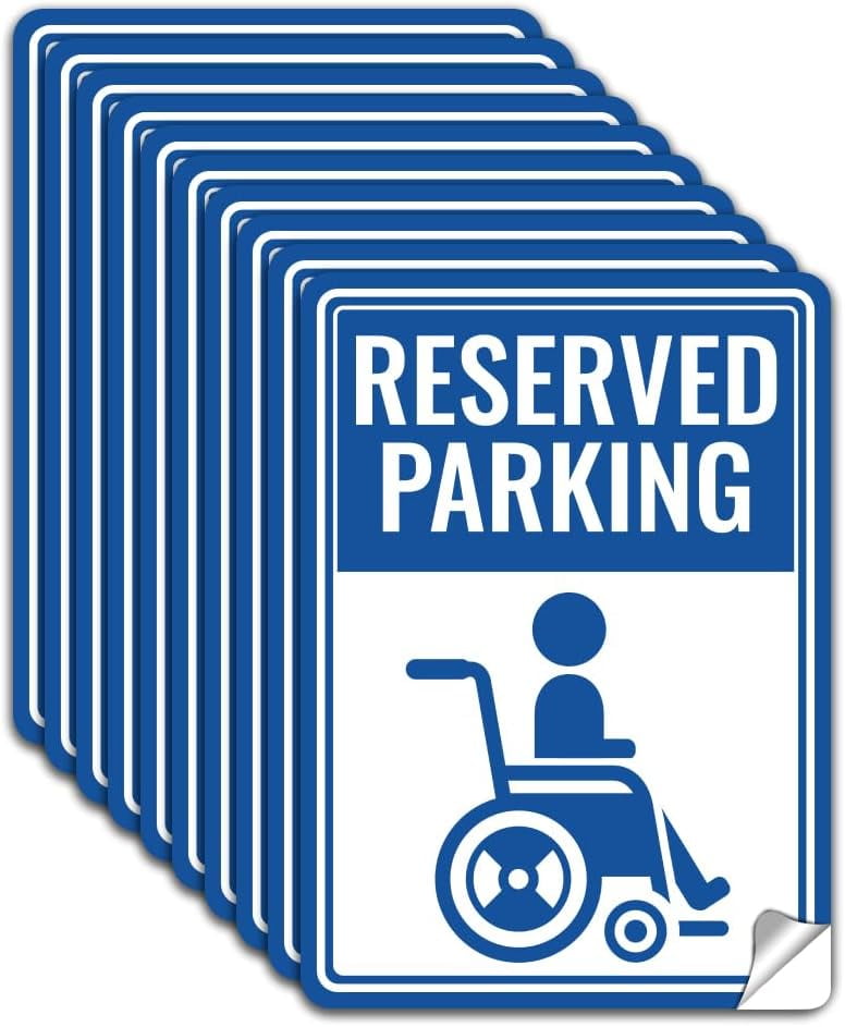 10 Sheets Reserved Parking Sign Handicap Parking Sign with Wheelchair ...