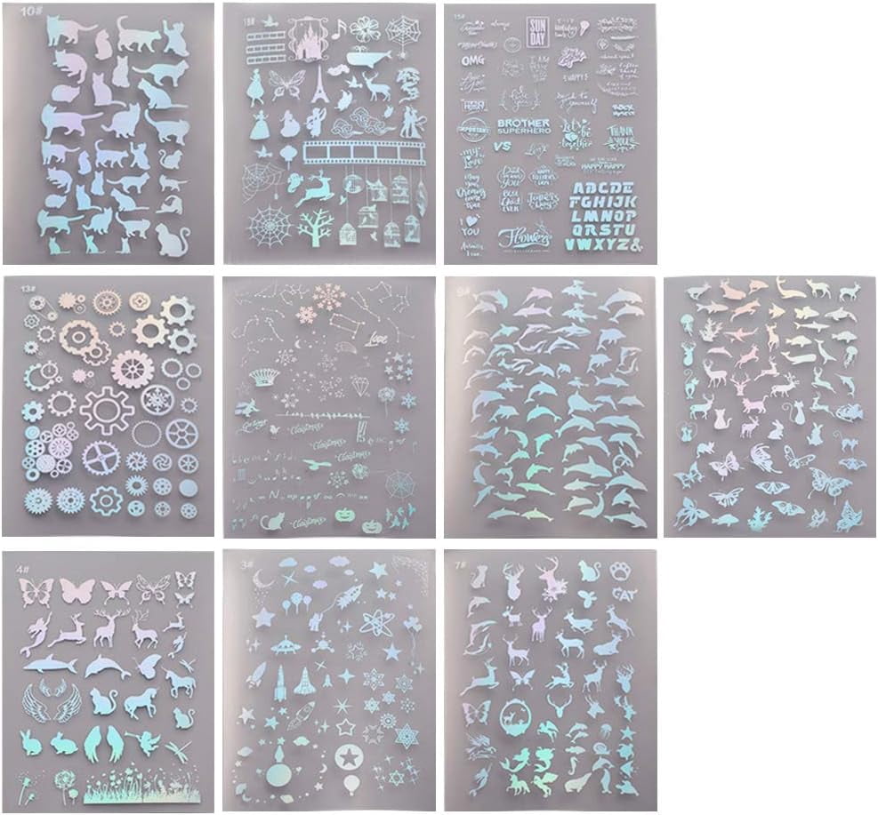 10 Sheets Resin Supplies Kit Resin Stickers Transparent Decorate ...