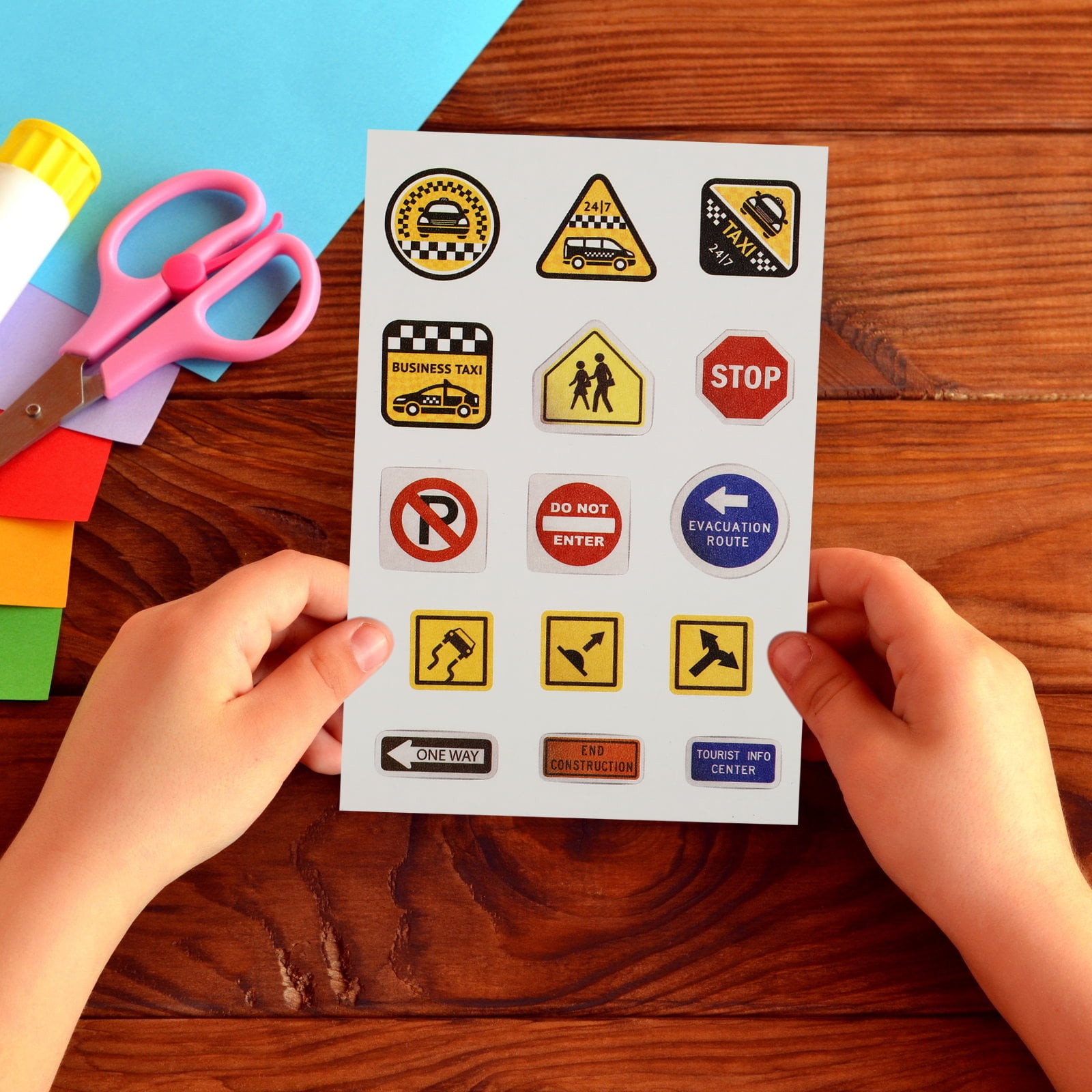 10 Sheets Road Sign Stickers Traffic Sign Decal Stickers Kids DIY ...