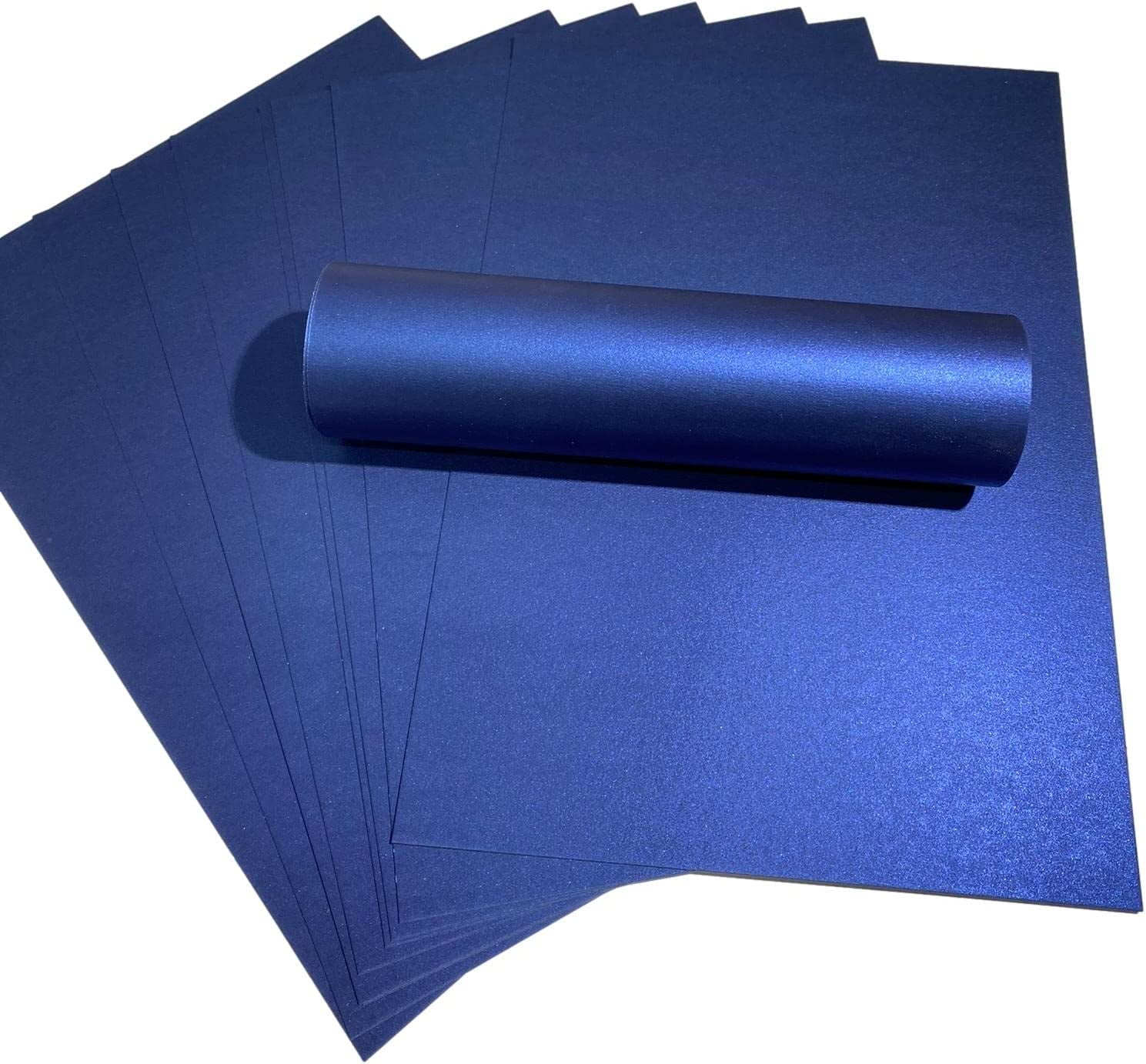 10 Sheets Royal Blue Coloured Pearlescent A4 Card Decorative 300gsm ...