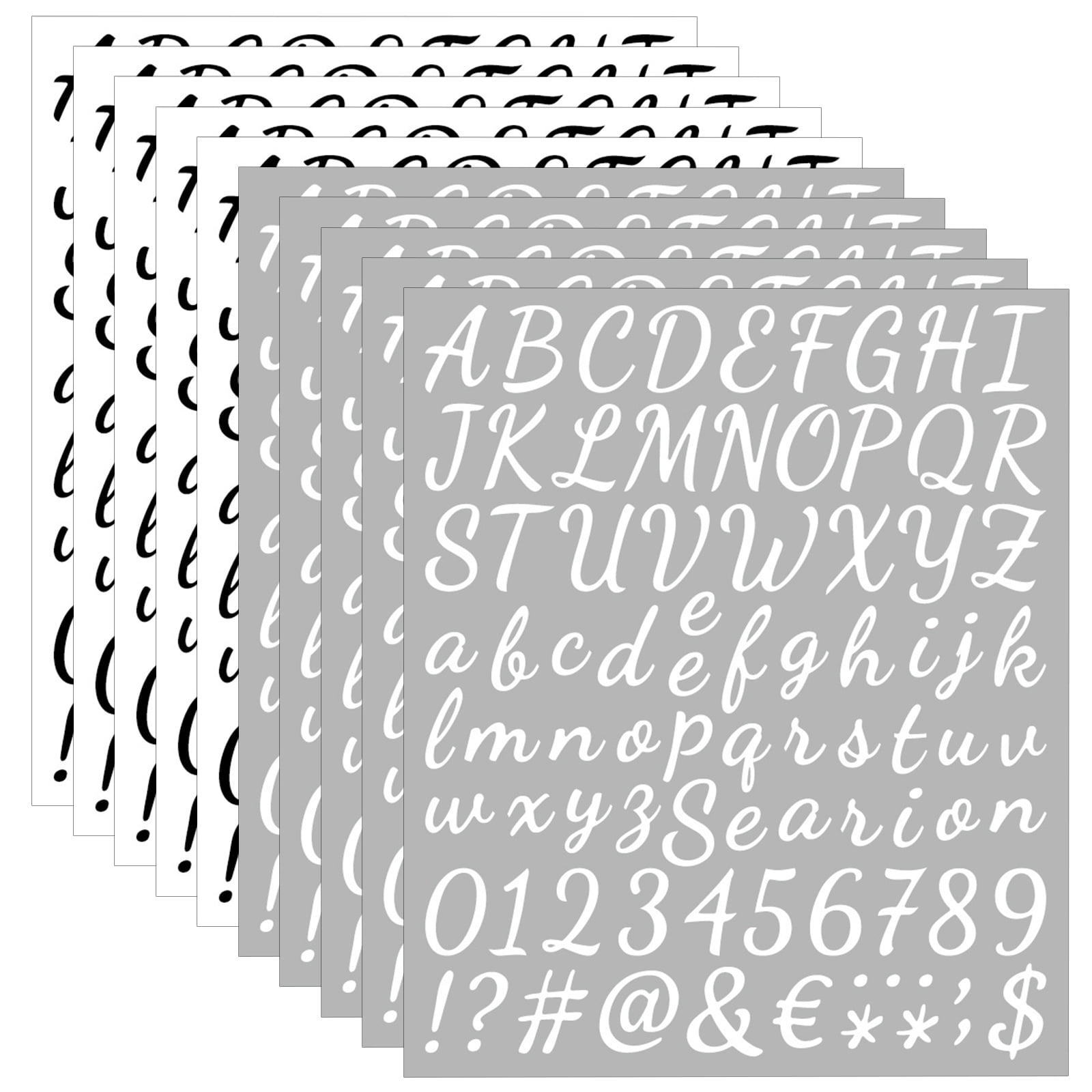 10 Sheets Self Letter Stickers, Vinyl Letter Number Symbol Stickers ...