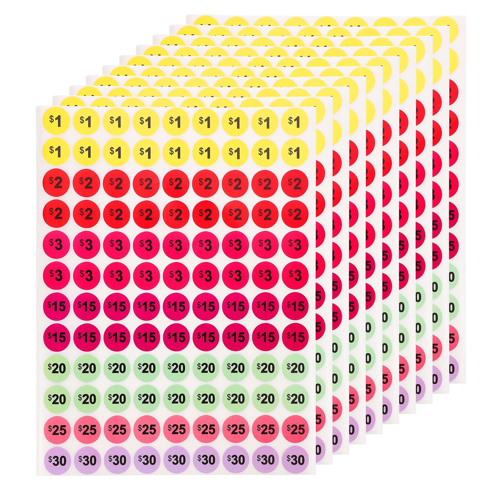 10 Sheets Supermarket Dollar Price Tag Sticker Labels for Jars Circle ...