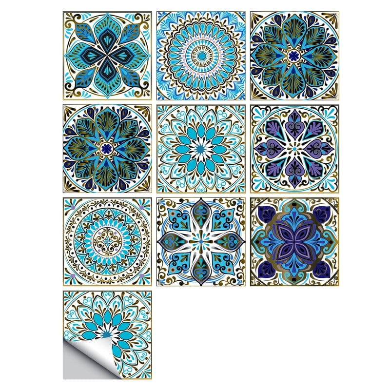 10 Sheets Tile Stickers 6"x6" Self-adhesive Waterproof Kitchen Bathroom ...