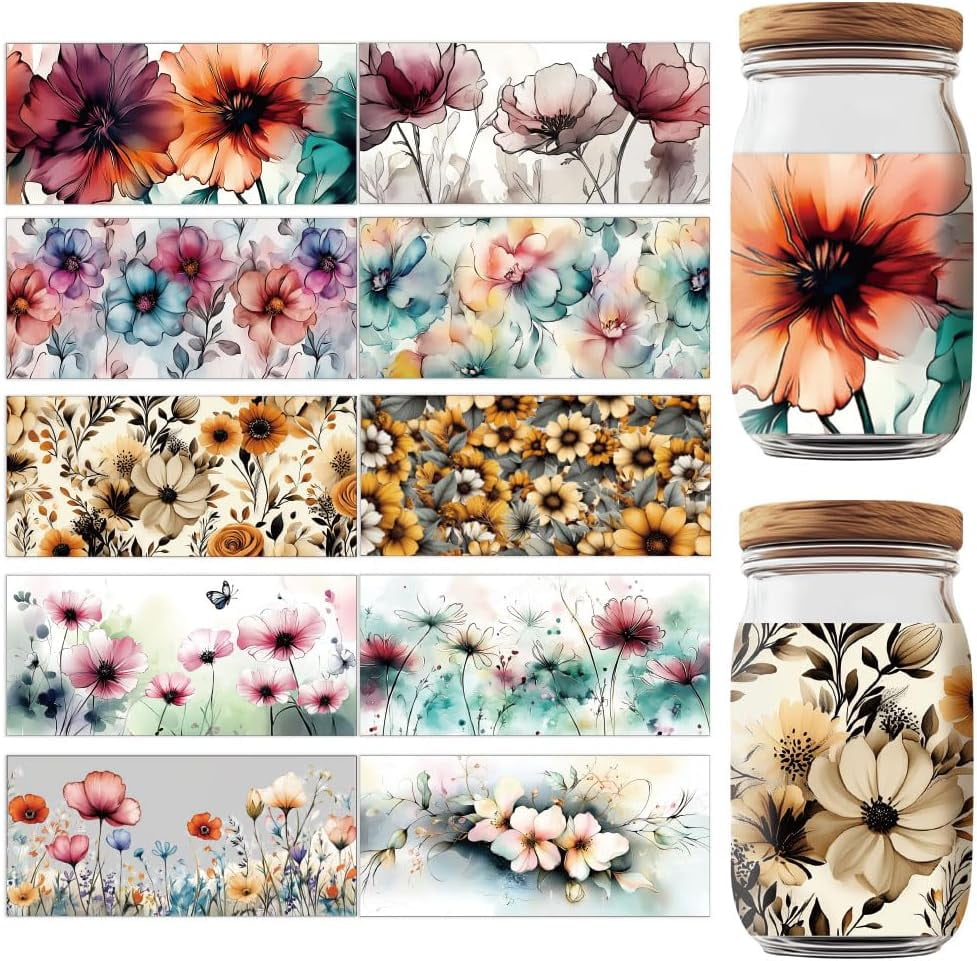 10 Sheets Transfers Stickers Rub on Transfers UV DTF Cup Wraps Crafting ...