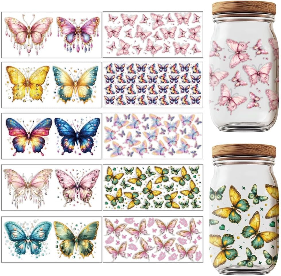 10 Sheets Transfers Stickers Waterproof Rub on Transfers Jewel ...