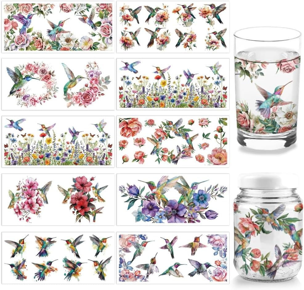 10 Sheets UV DTF Cup Wrap Transfer Stickers 10 Styles 9.45x4.33 Inchs ...