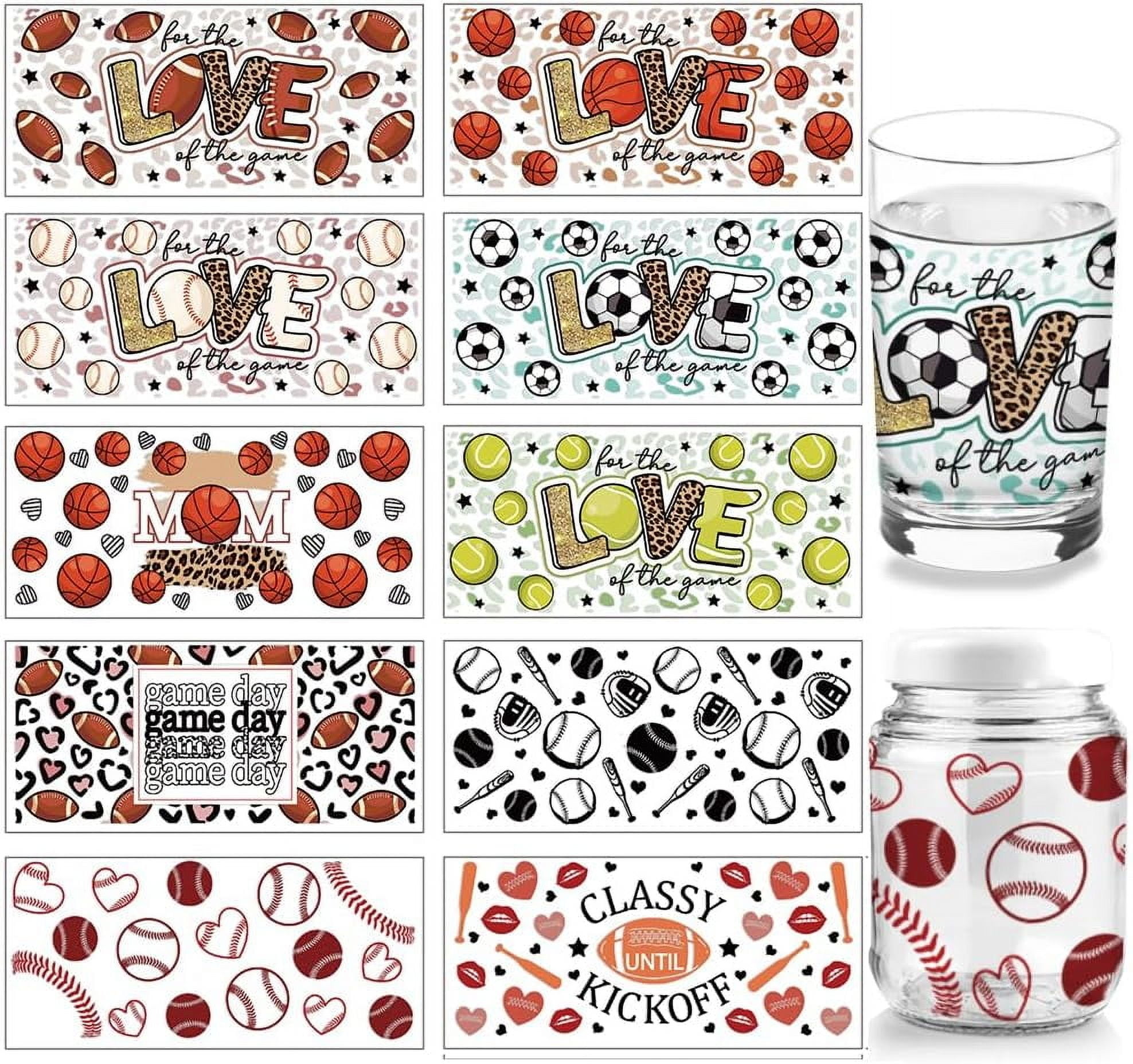 10 Sheets UV DTF Cup Wrap Transfer Stickers for DIY Glass 10 Styles ...