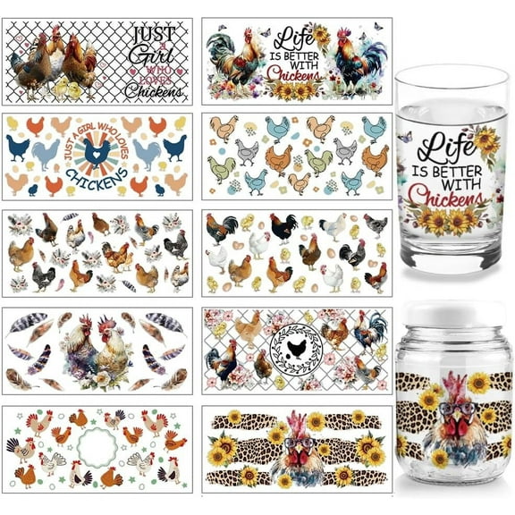 10 Sheets UV DTF Cup Wrap for 16OZ Glass Butterflies and The Girl Rub ...