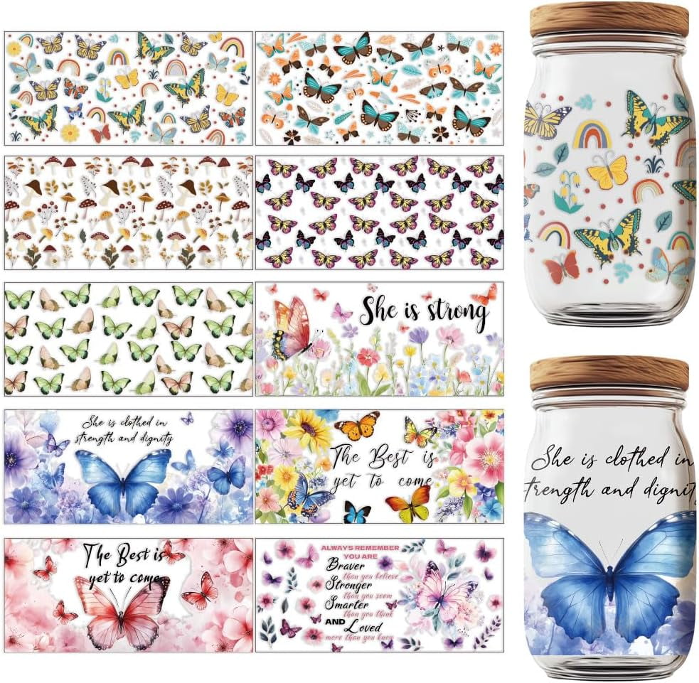 10 Sheets UV DTF Cup Wraps 10 Styles Cartoon Rub on Decals Spring ...