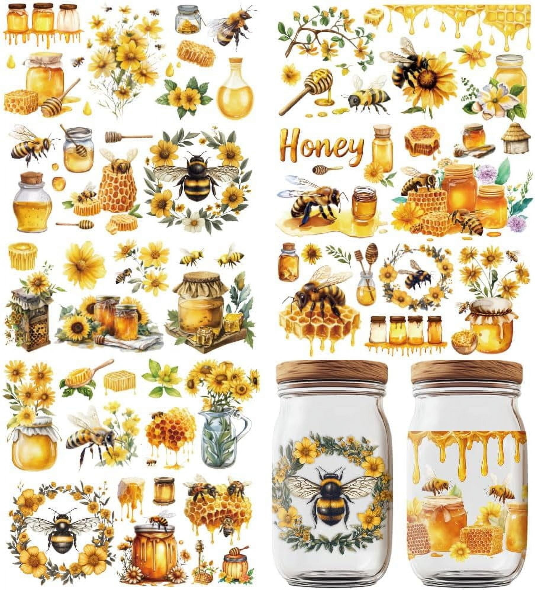 10 Sheets UV DTF Cup Wraps 10 Styles Sweet Honey Decals Cartoon Bee ...