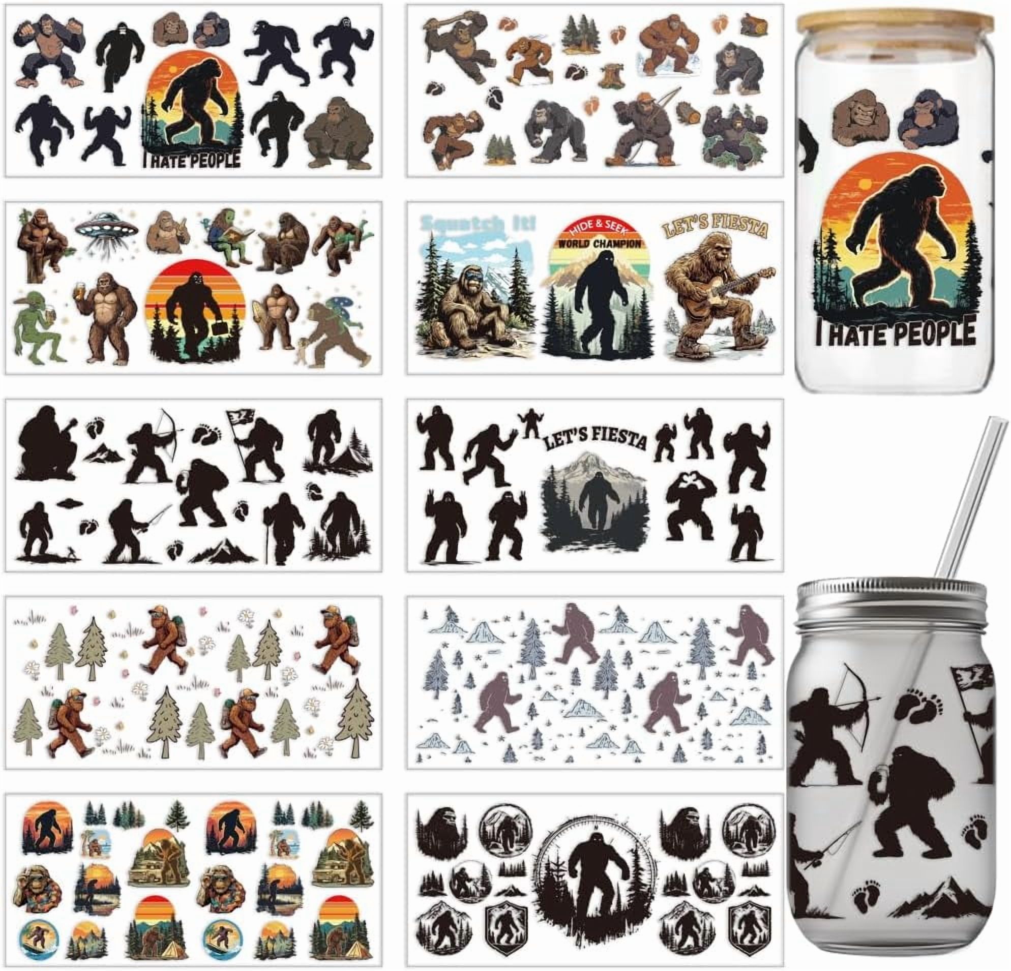 10 Sheets UV DTF Cup Wraps for 16 OZ Glass Cups 10 Styles Gorilla ...