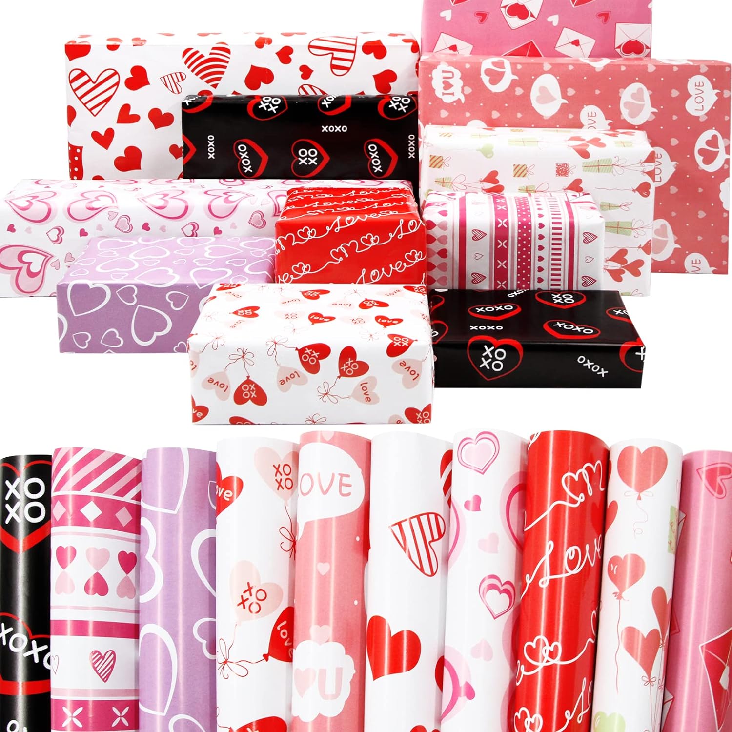 10 Sheets Valentine Wrapping Paper Sheets Wedding Valentines Day Gift ...