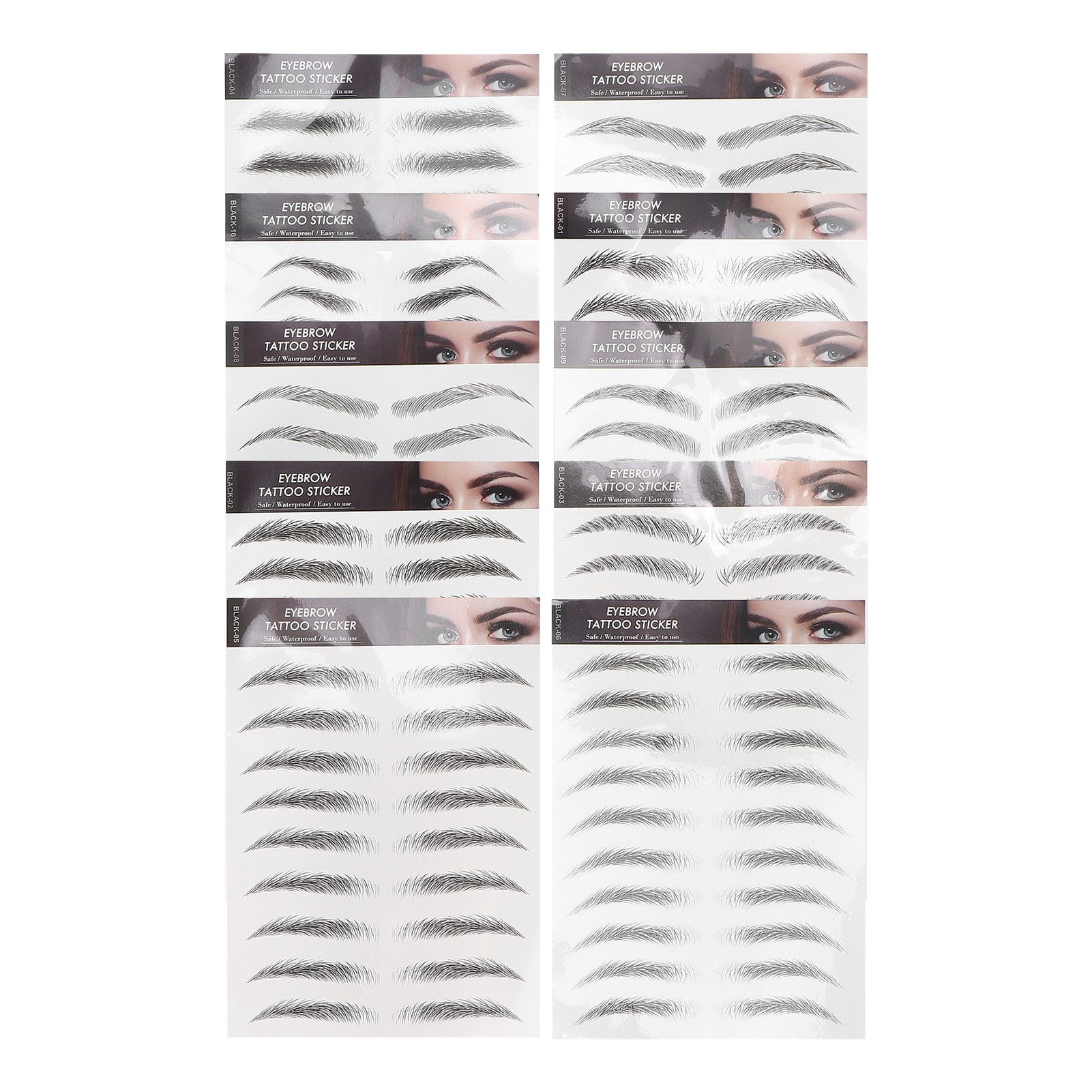 10 Sheets Waterproof Eyebrow Stickers Disposable Temporary Brow False ...