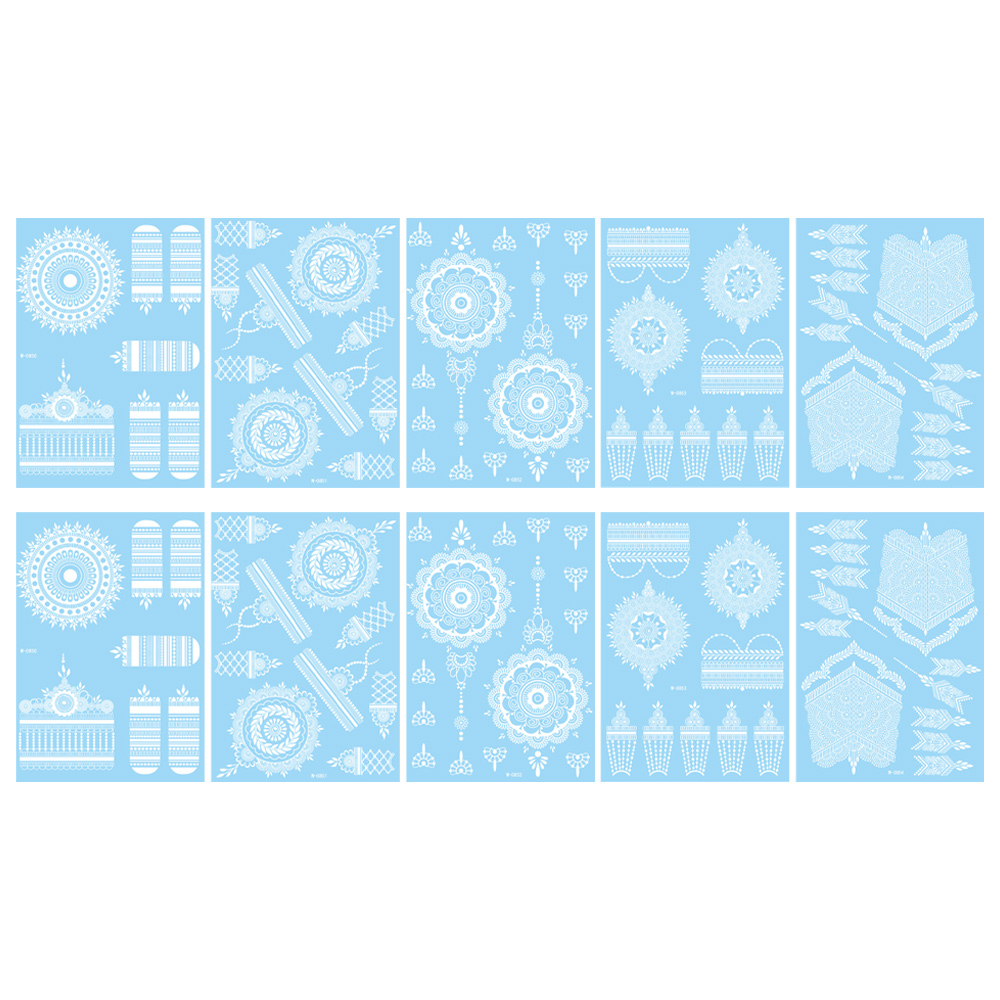 10 Sheets White Temporary Tattoo Stickers Lace Pattern,Temporary ...