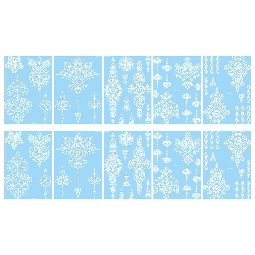 10 Sheets White Temporary Tattoo Stickers Lace Pattern,Temporary ...