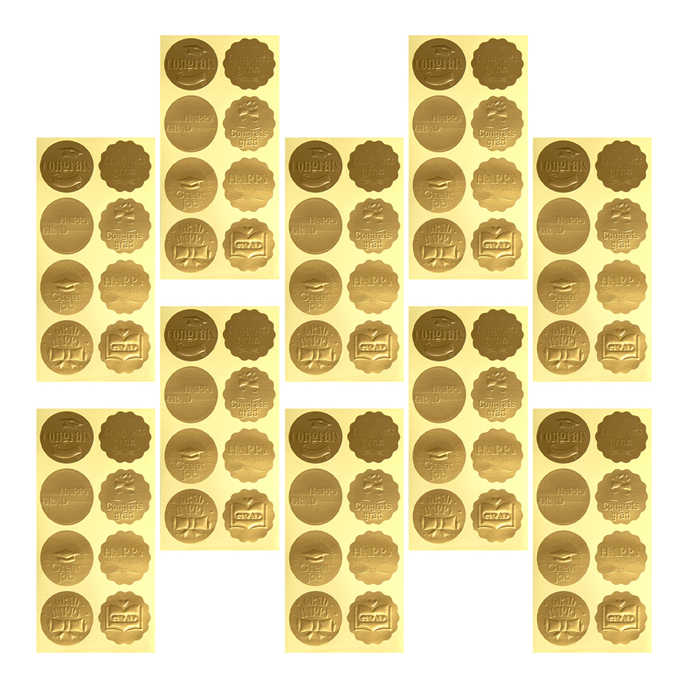 10 Sheets of Embossed Graduation Stickers Congrats Graduation Labels ...